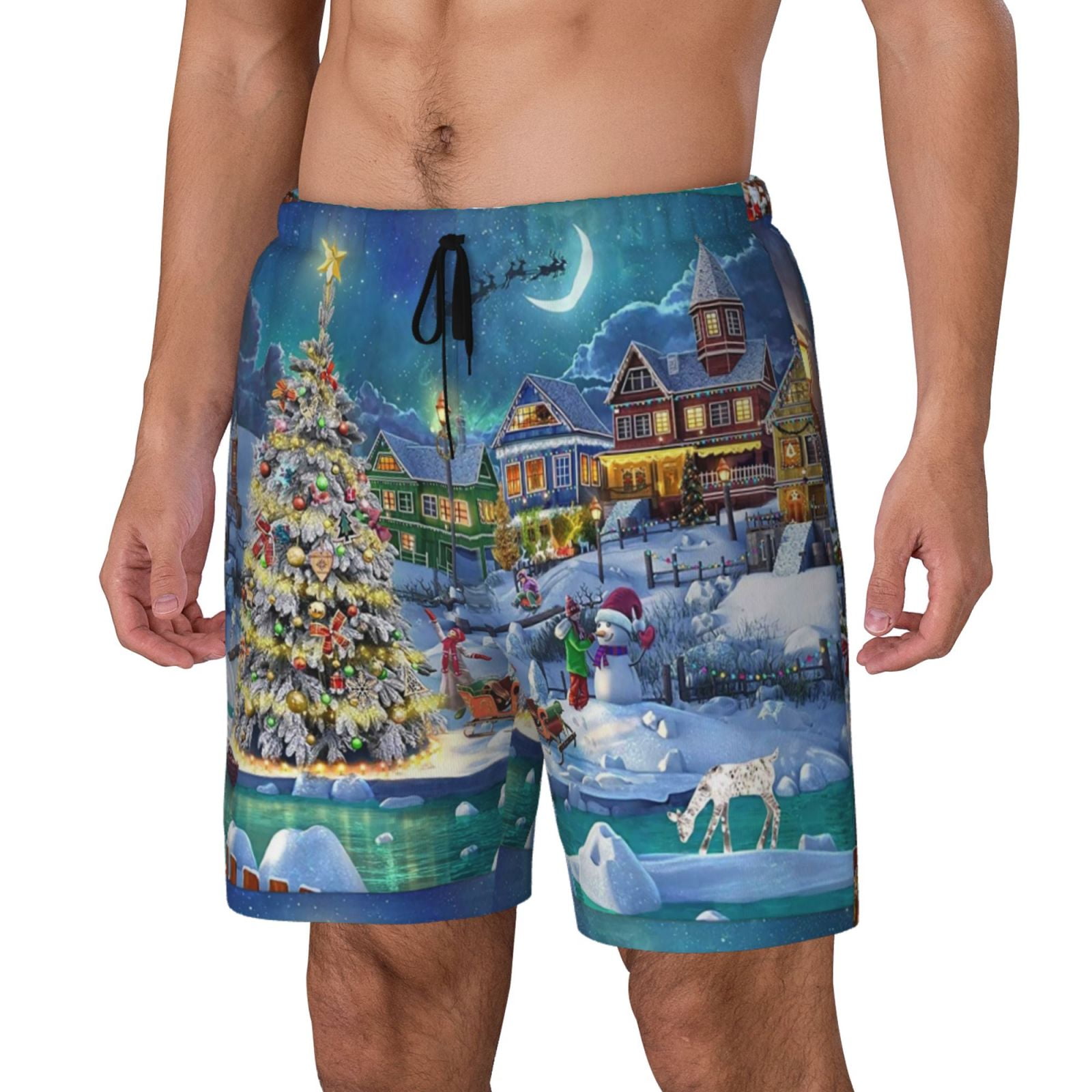 Vsdgher Christmas Tree for Mens Swim Trunks with Compression Liner Swim ...