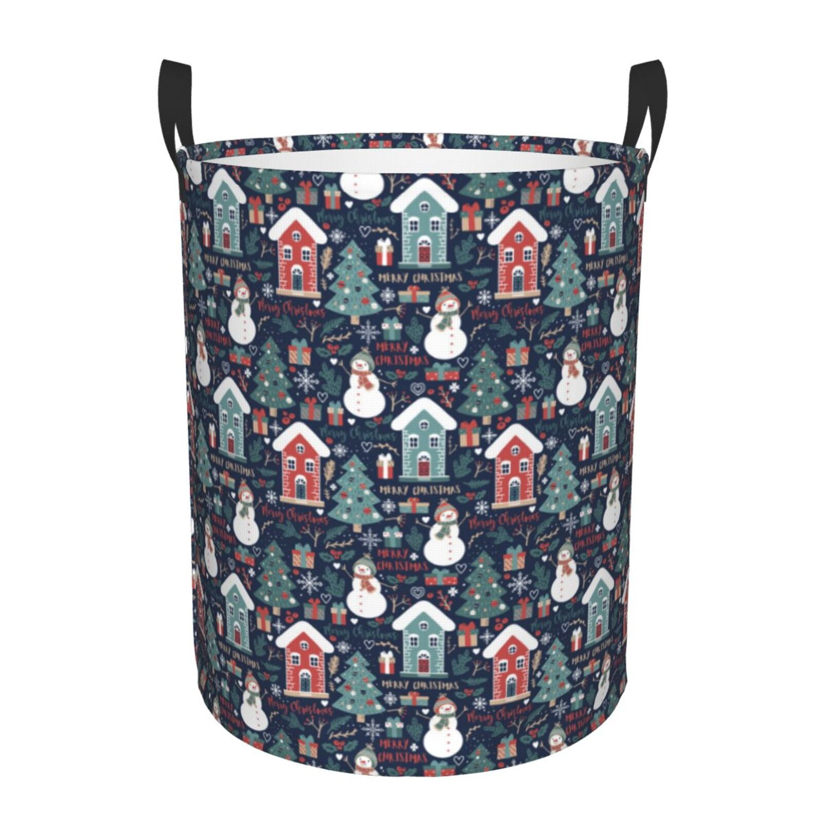 Vsdgher Christmas Village Waterproof Round Large Laundry Basket -Toy ...