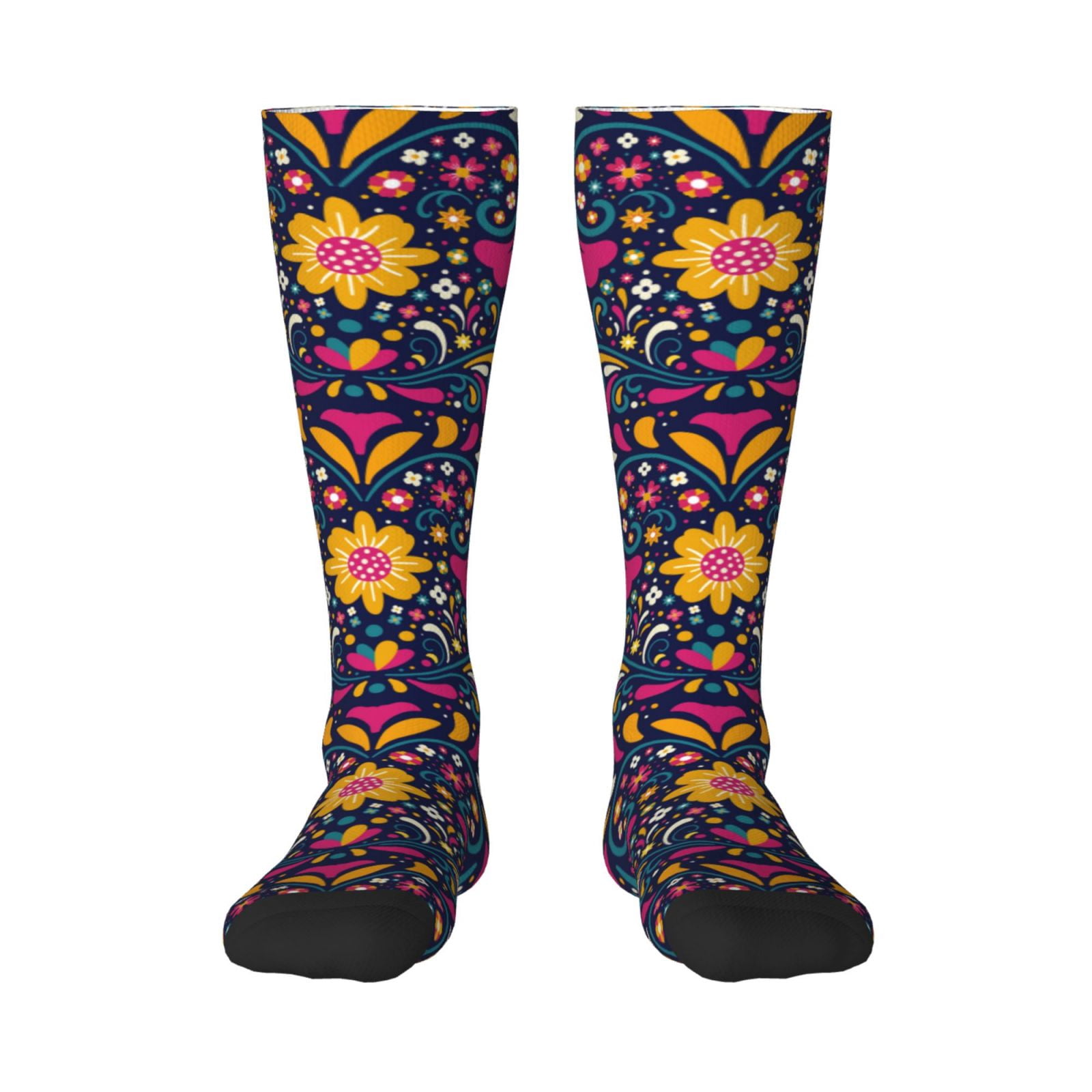 Vsdgher Cinco De Mayo Floral Print Thigh High Socks Extra Long Stretchy ...