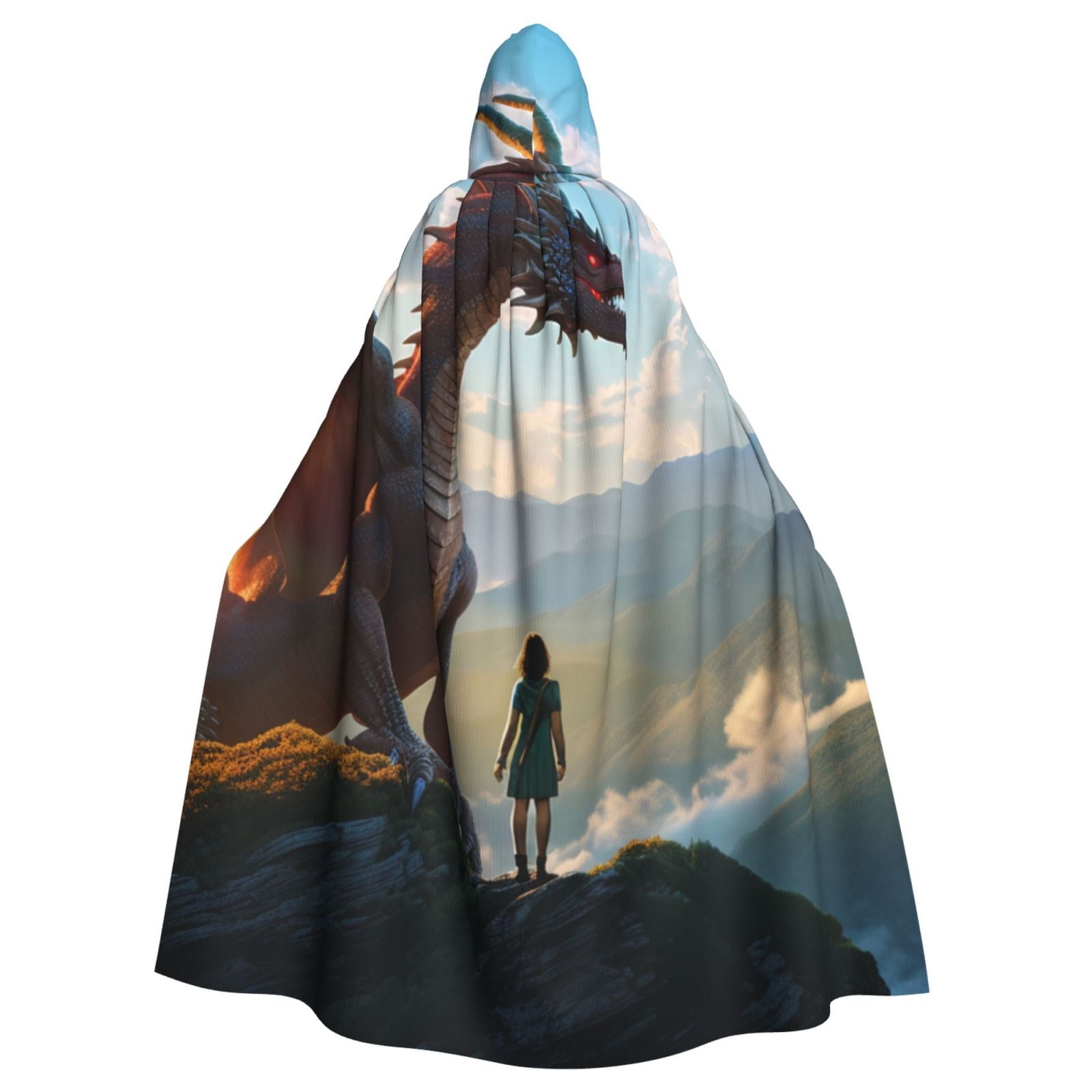 Vsdgher Clear Sky Mountain Red Dragon CloakUnisex Full Length Hooded ...