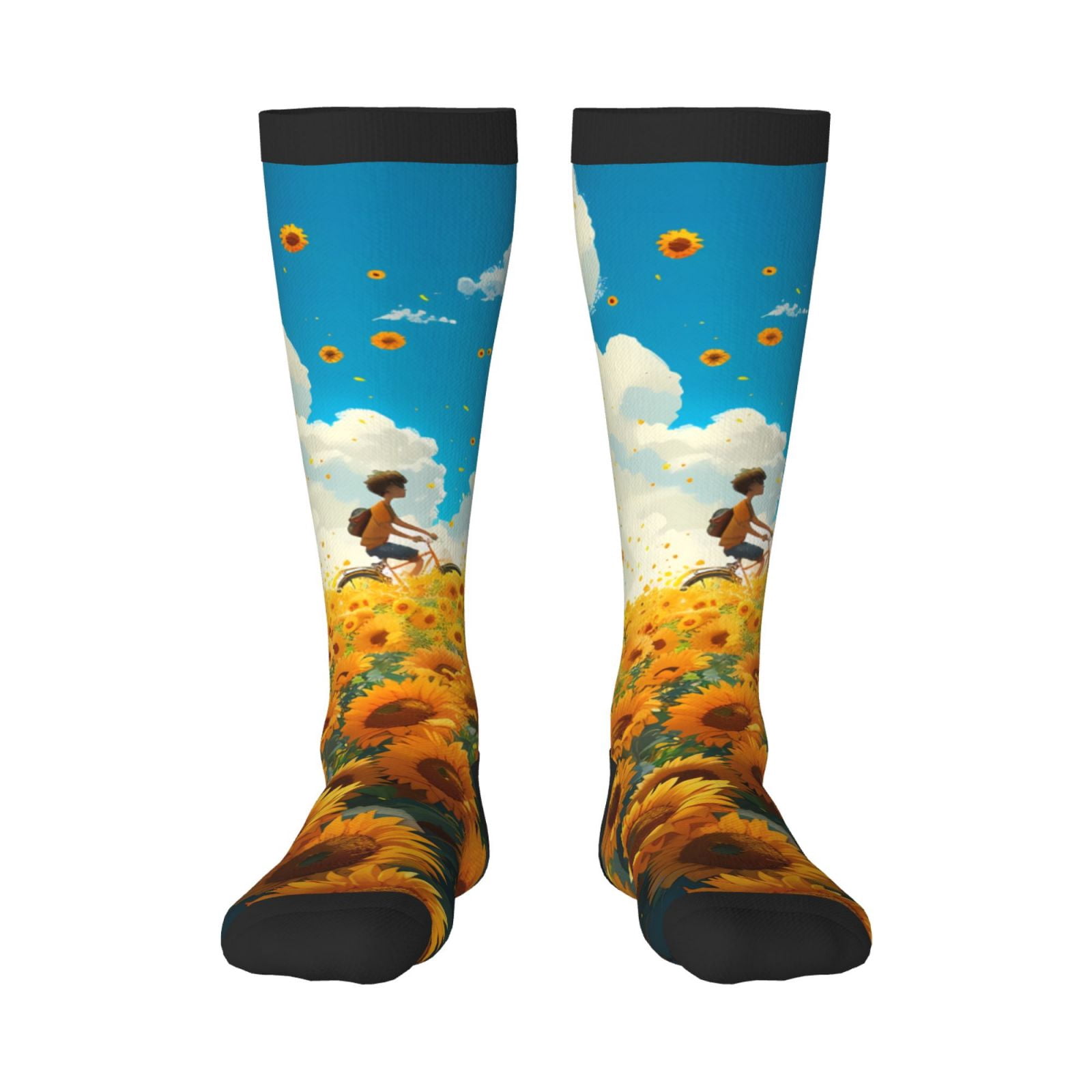 Vsdgher Clear Sky Sunflower Print Thigh High Socks Extra Long Stretchy ...