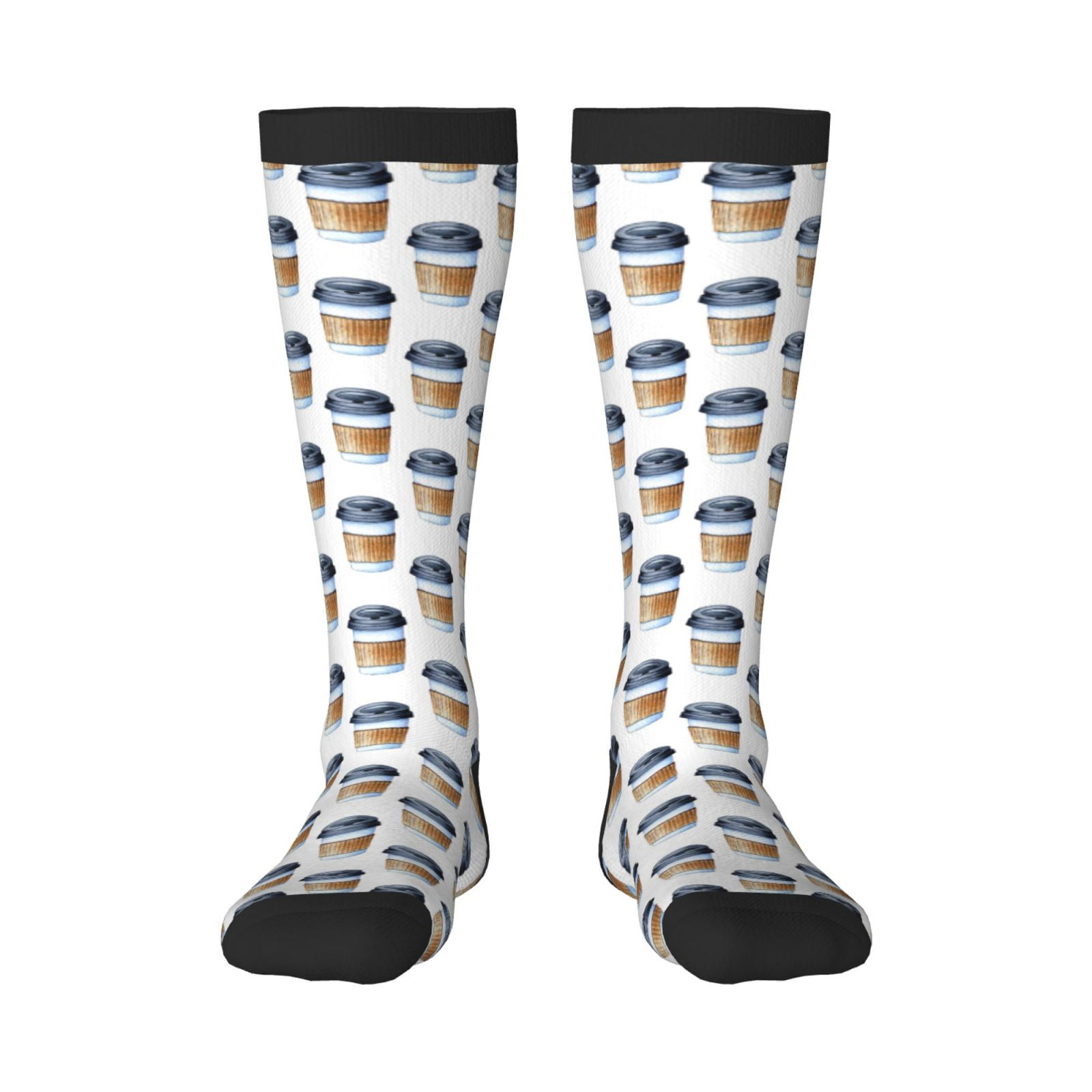 Vsdgher Coffee To Go Pattern Knee Socks, High Socks Long Stretchy Sock ...