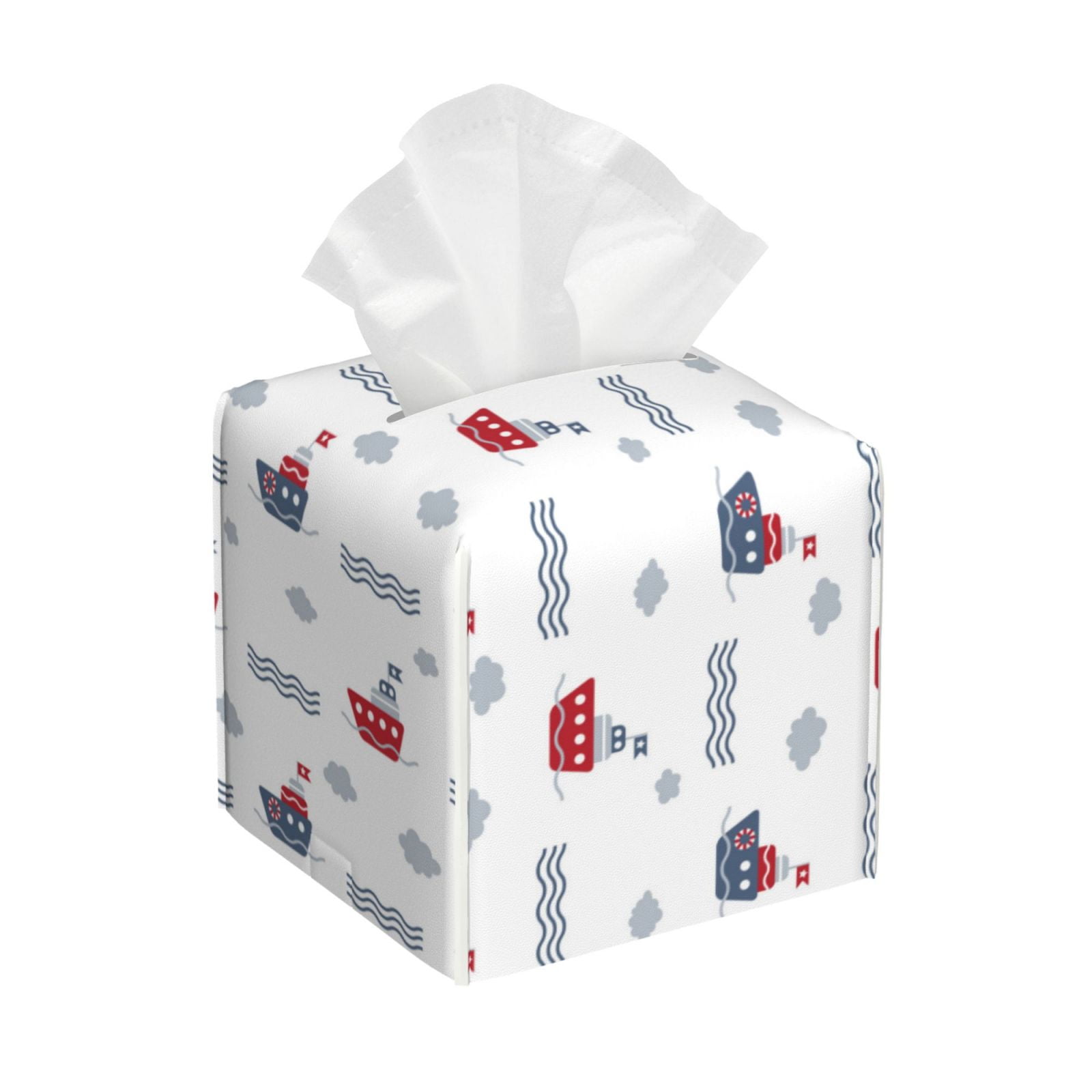 Vsdgher Colored Sail Boats Pattern Tissue Box Cover Holder, Square with ...