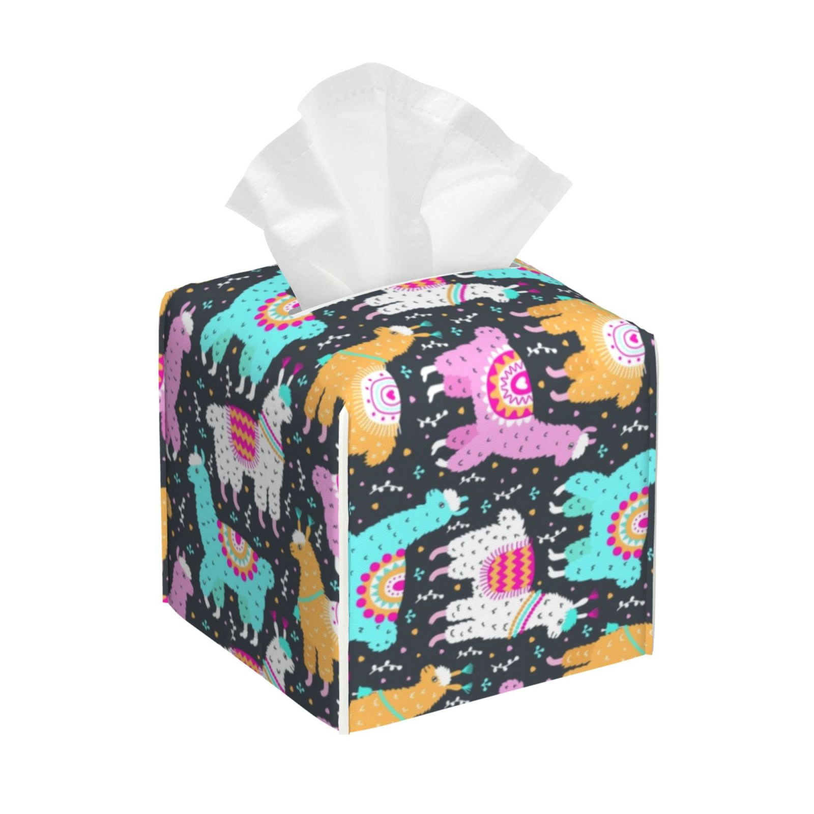 Vsdgher Colorful Alpaca Pattern Tissue Box Cover Holder, Square with ...