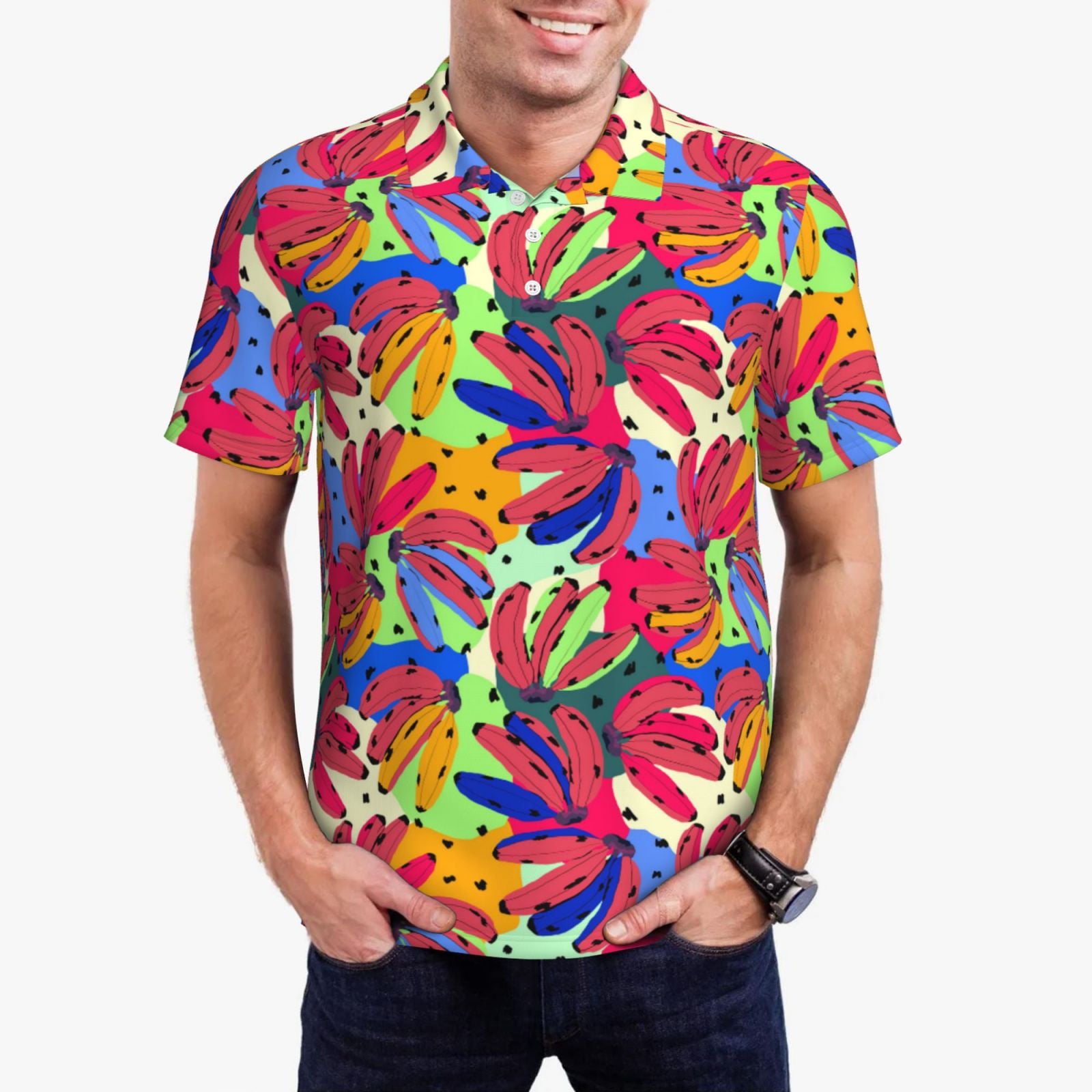 Vsdgher Colorful Bananas Polo Shirts for Men, Men's Short Sleeve ...