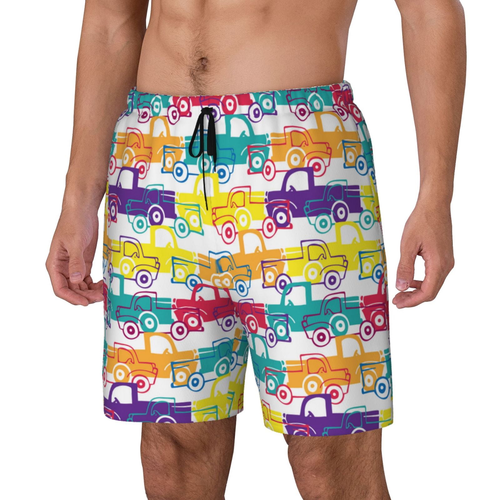 Vsdgher Colorful Car for Mens Swim Trunks with Compression Liner Swim ...