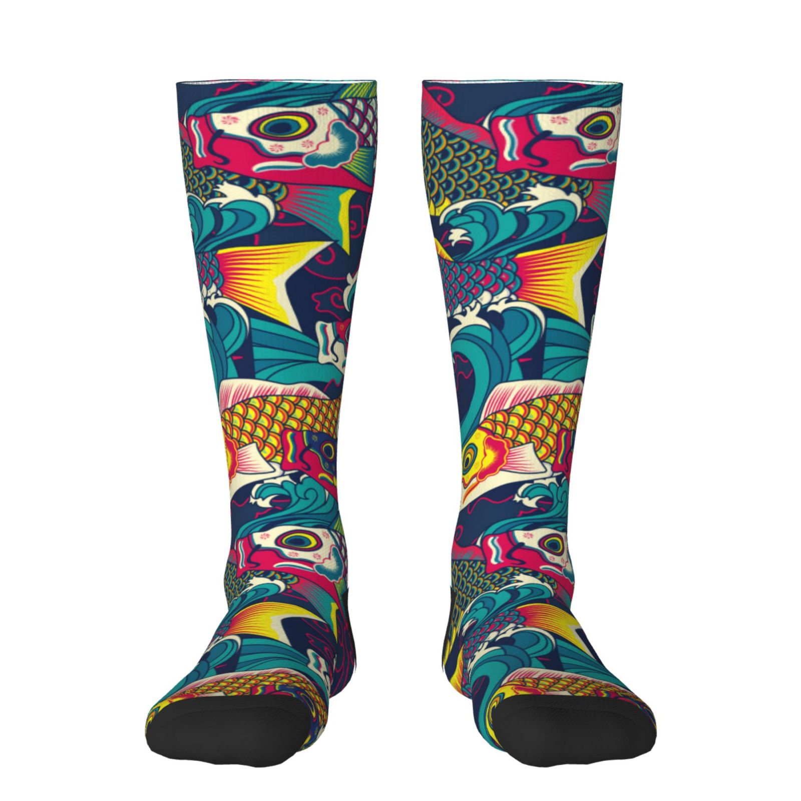Vsdgher Colorful Carp Streamer Print Thigh High Socks Extra Long ...