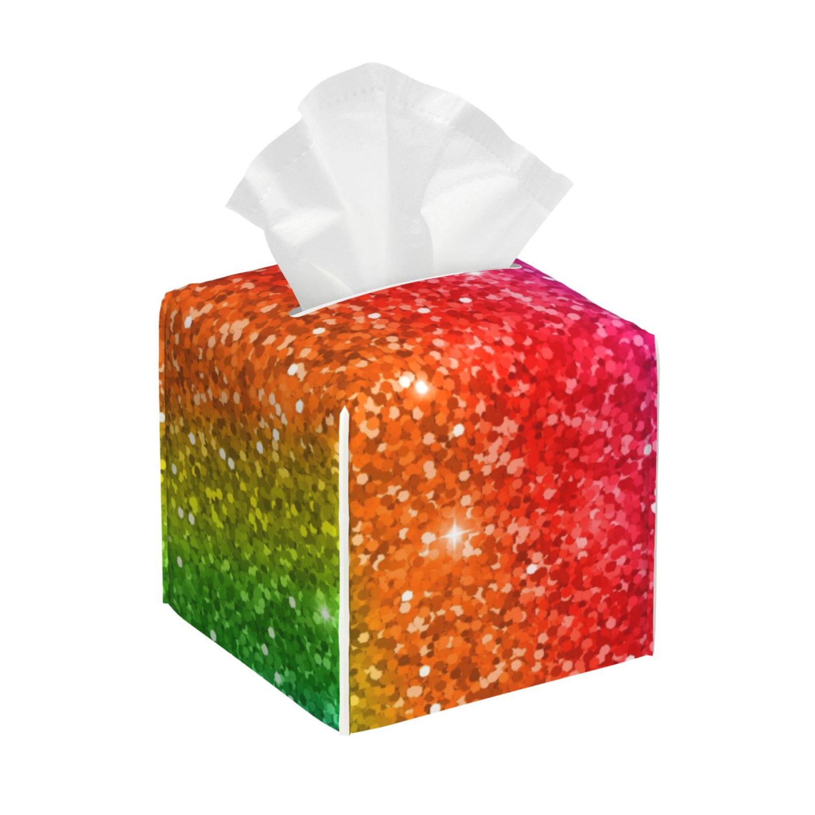 Vsdgher Colorful Glitter Pattern Tissue Box Cover Holder, Square with ...