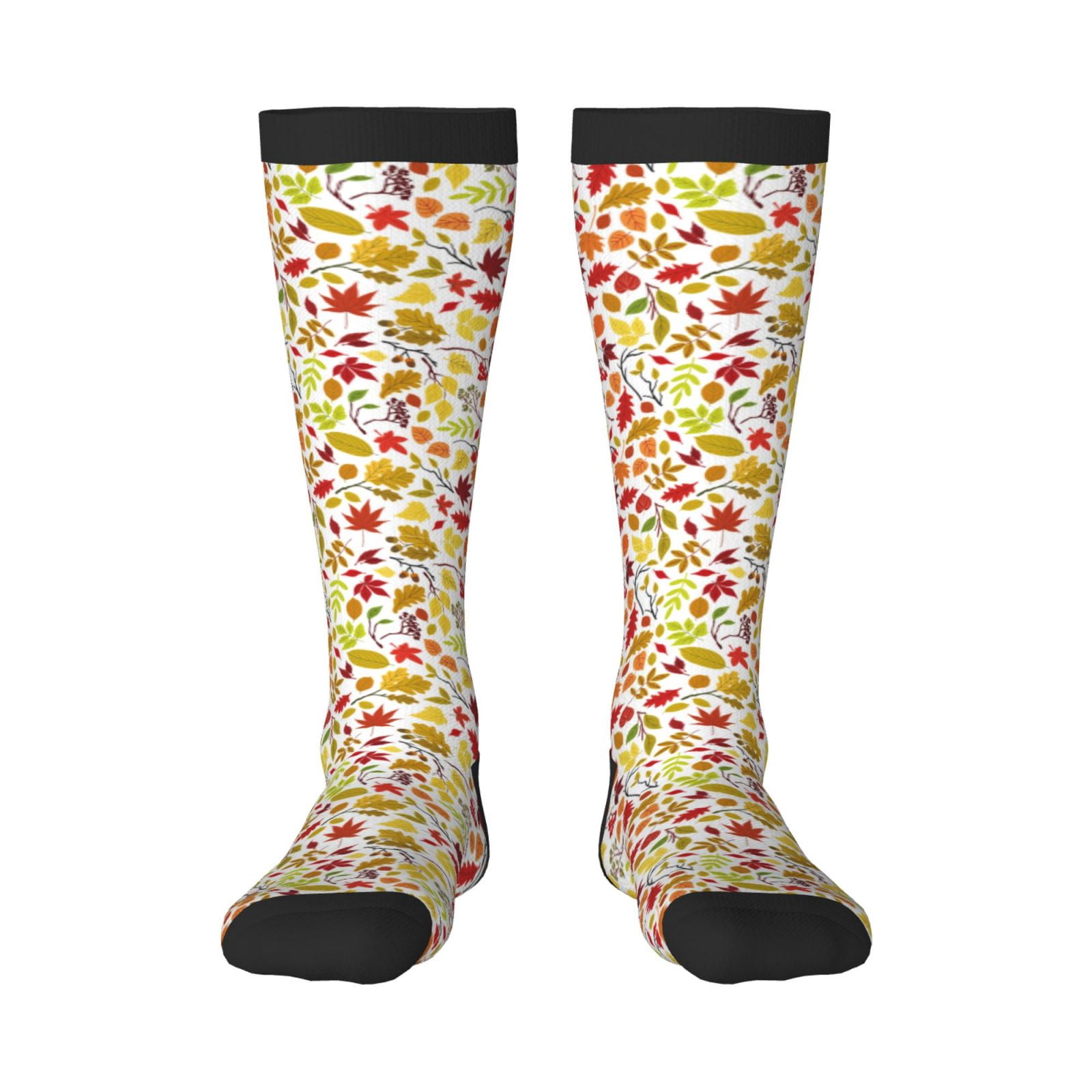 Vsdgher Colorful Leaves Print Thigh High Socks Extra Long Stretchy Sock ...