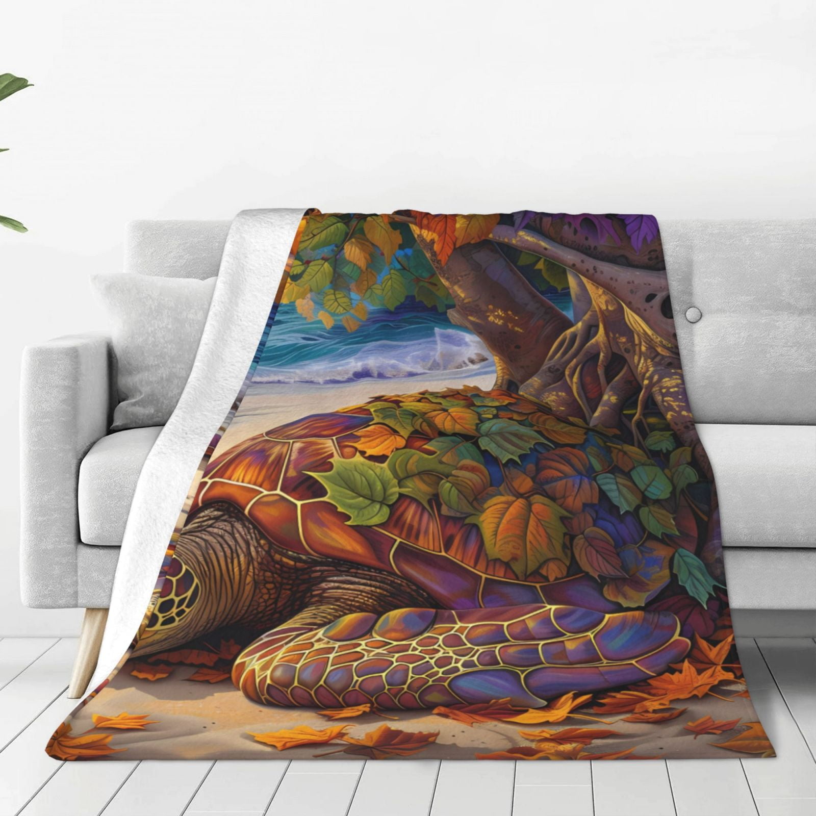 Vsdgher Colorful Maple Leaf Beach Turtle Ultra-Soft Micro flannel ...