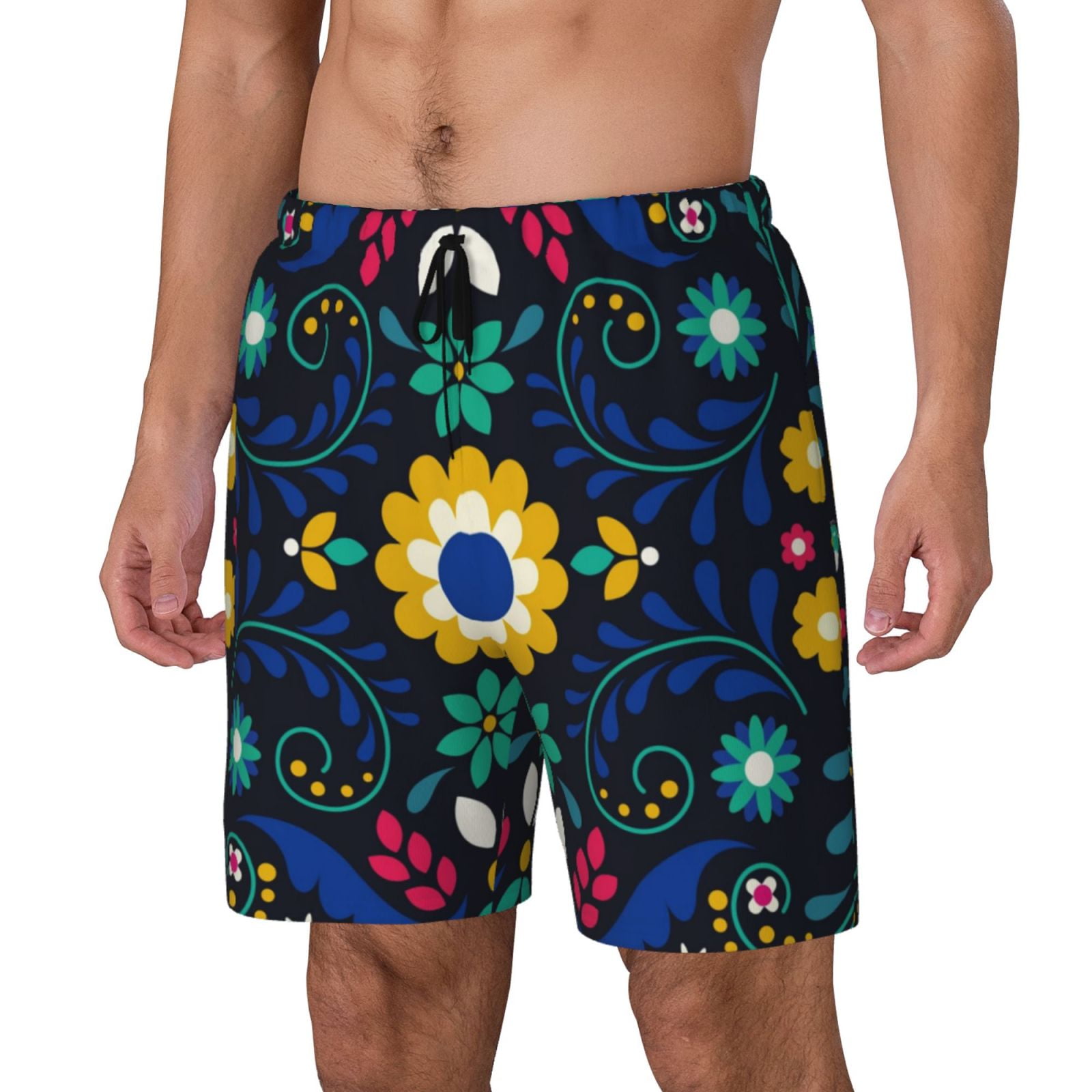 Vsdgher Colorful Mexican Flower for Mens Swim Trunks with Compression ...