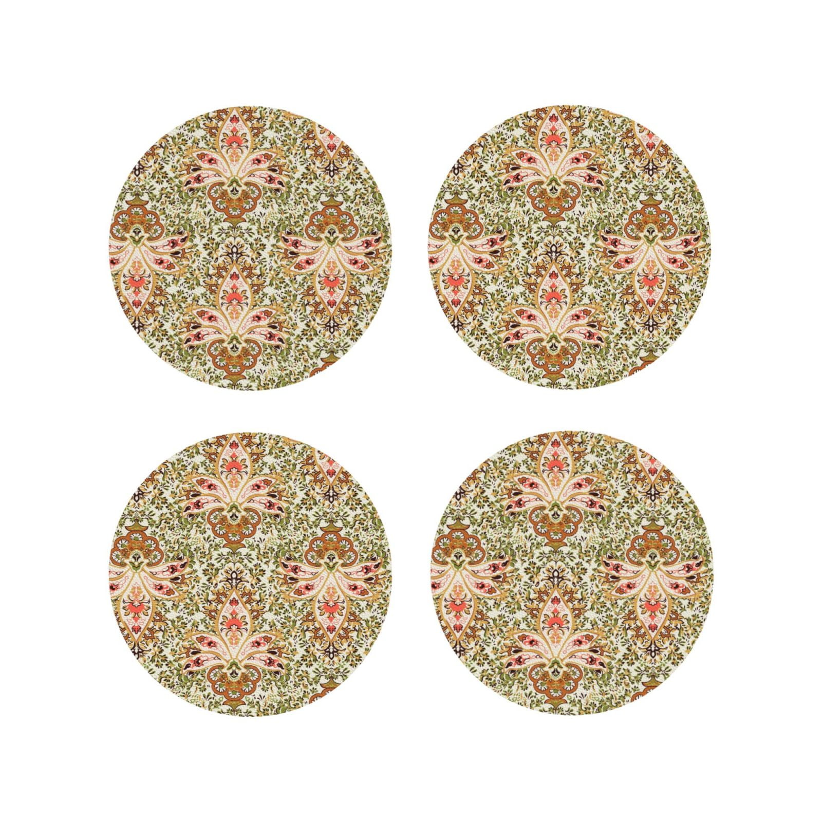 Vsdgher Colorful Paisley Leather Coasters for Drinks, Durable Drink ...