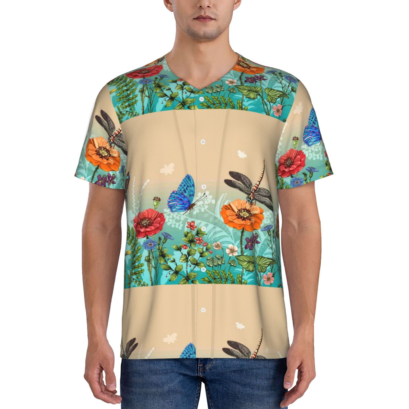 Vsdgher Colorful Plants And Insects Mens T-Shirts Baseball Vintage ...