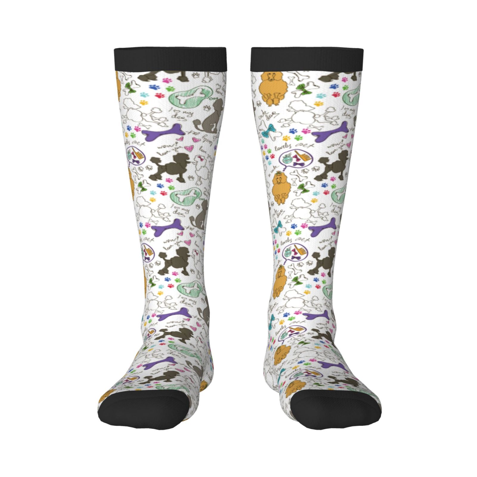 Vsdgher Colorful Poodle Dog Print Thigh High Socks Extra Long Stretchy ...