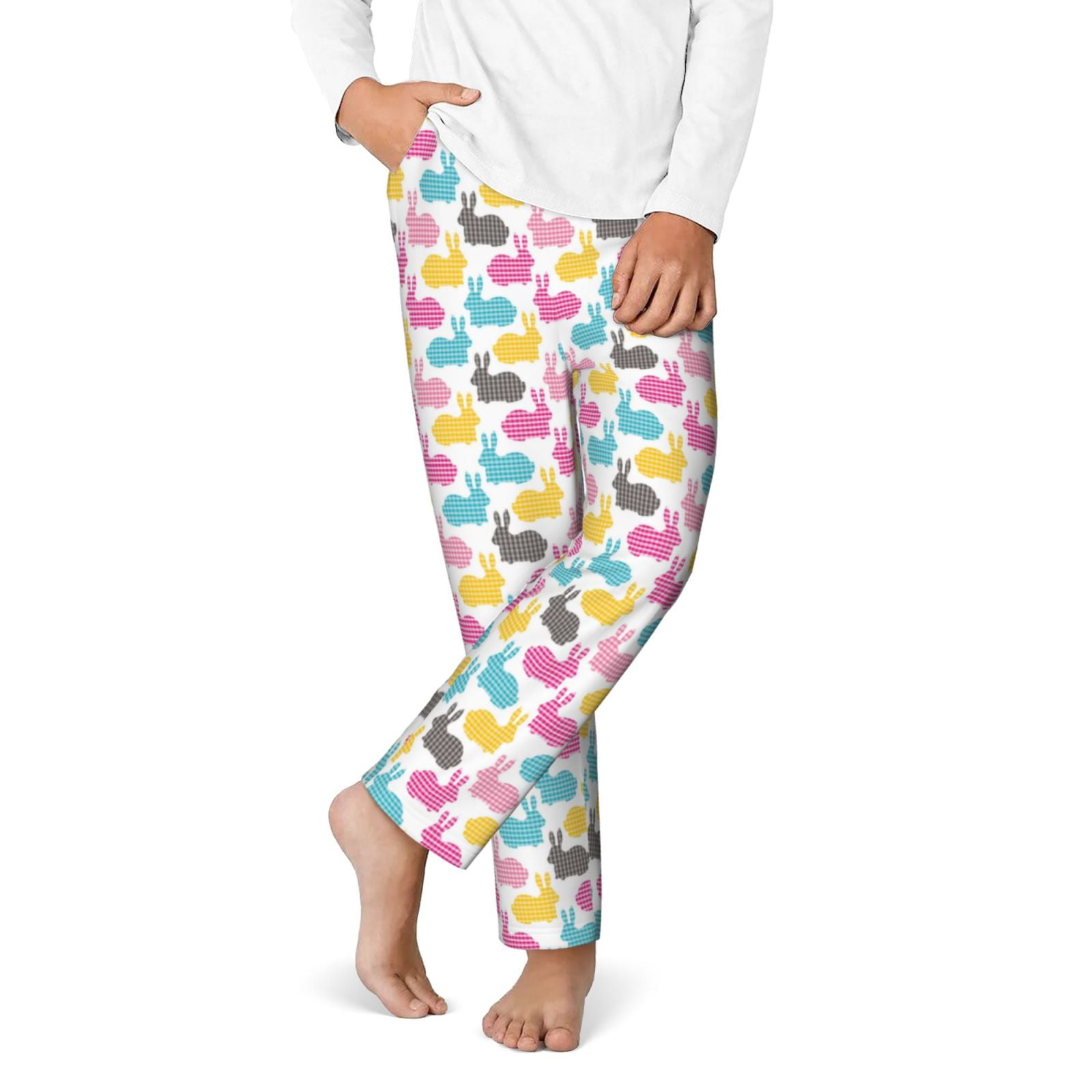 Vsdgher Colorful Rabbit Print Kids Pajama Pants,Long Sleep Plaid Pants ...