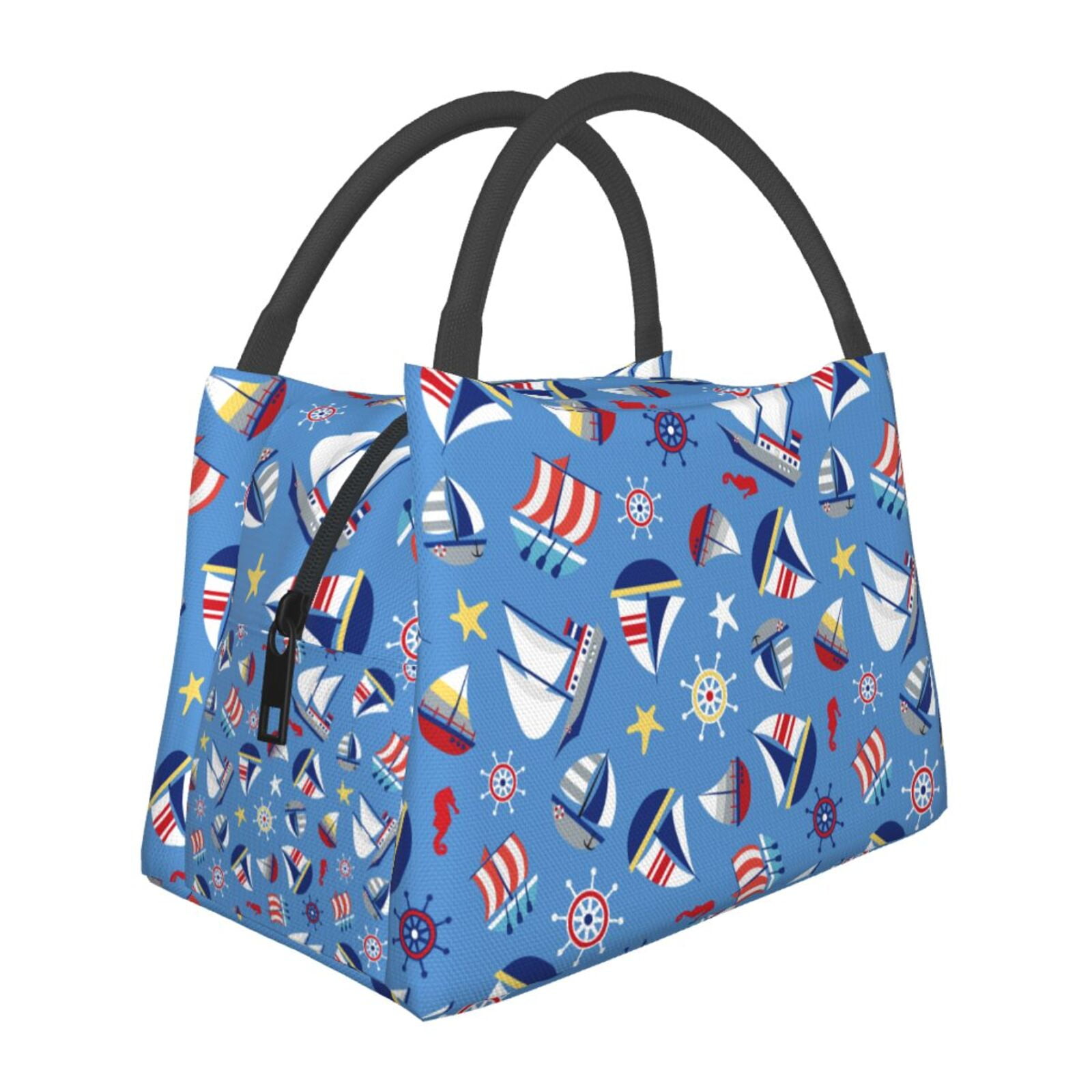 Vsdgher Colorful Sailing Ship Print Insulated Reusable Bags with Sturdy ...