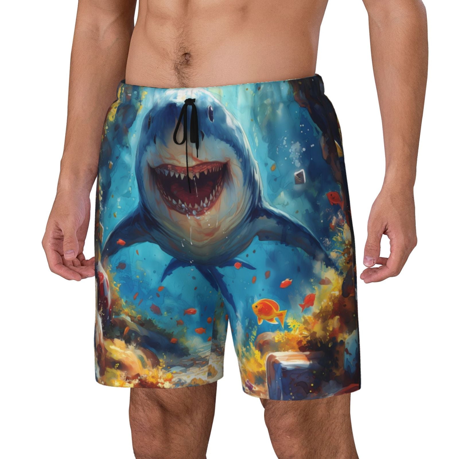 Vsdgher Colorful Underwater Shark for Mens Swim Trunks with Compression ...