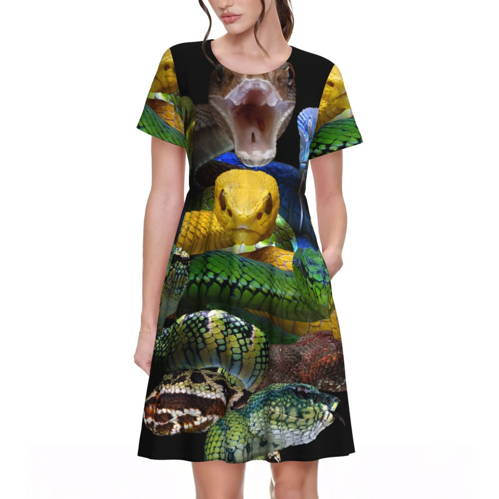 Vsdgher Colorful Viper Snake for Womens Summer 2025 Casual Midi Maxi ...