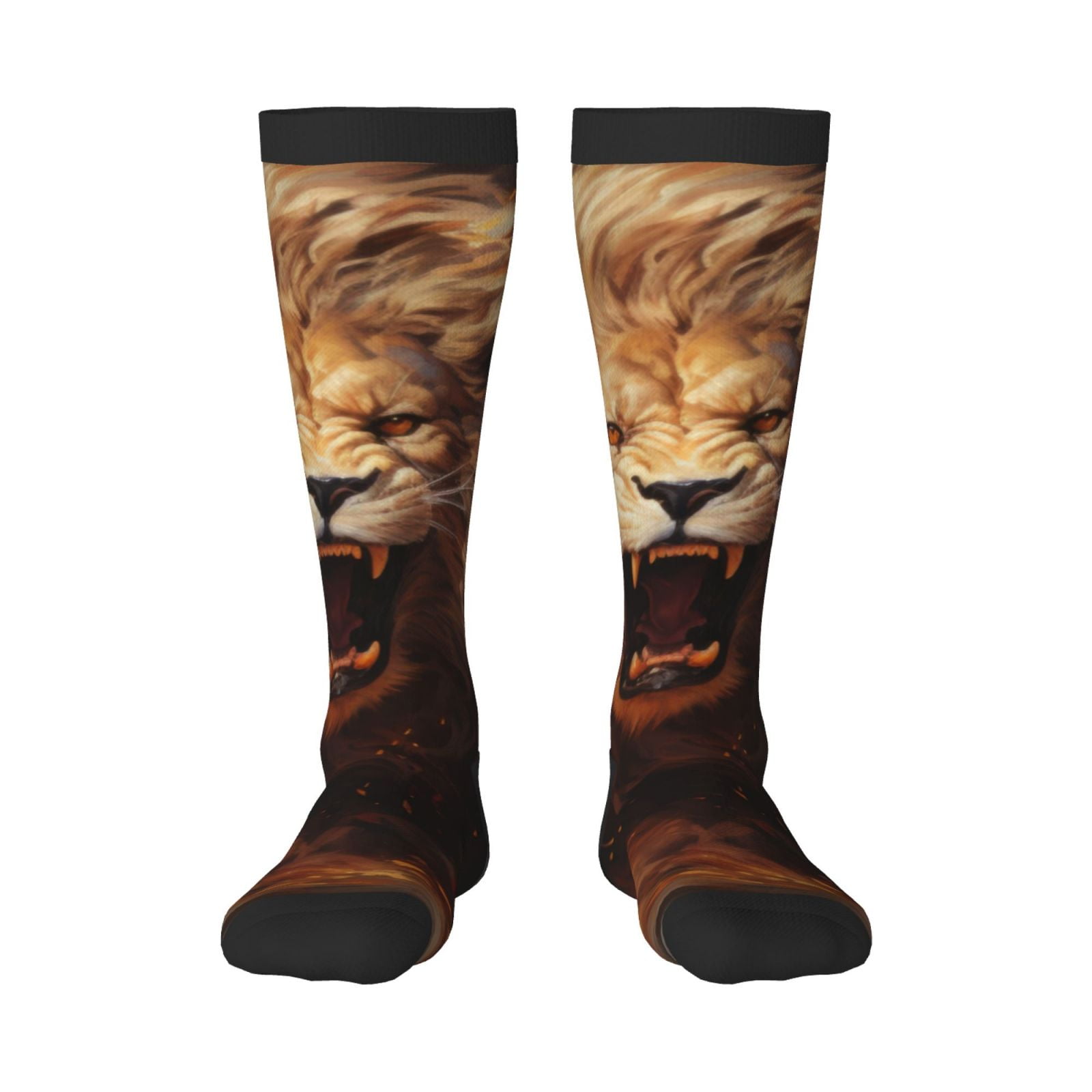 Vsdgher Cool Fire Lion Print Thigh High Socks Extra Long Stretchy Sock ...