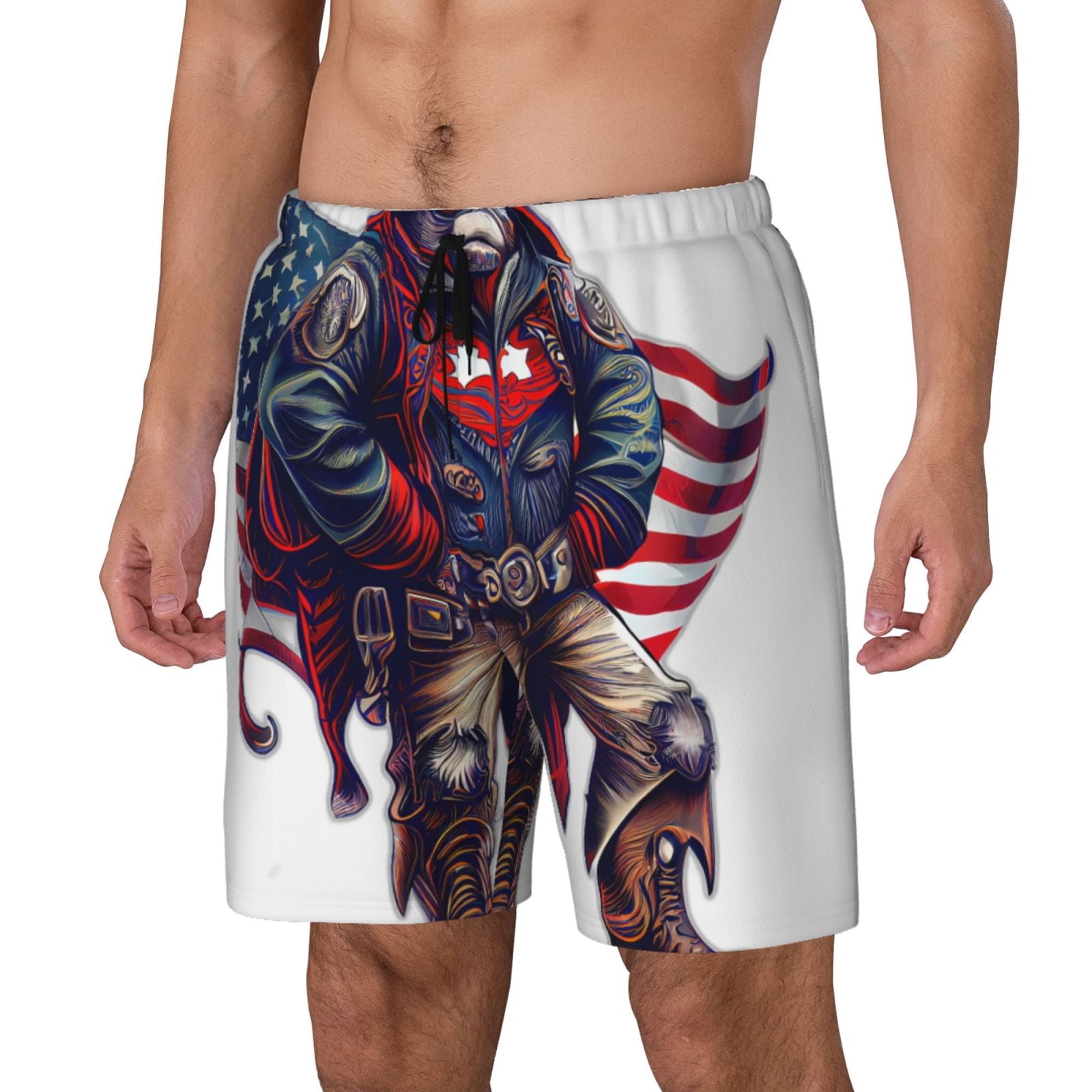 Vsdgher Cool Patriotic Buffalo Cowboy for Mens Swim Trunks with ...
