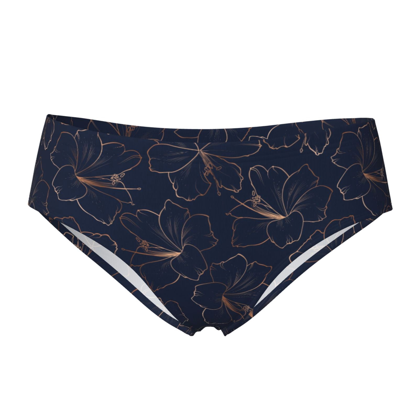 Vsdgher Copper-Gold Gloss Outline Lily Flower Pattern Women's Underwear ...