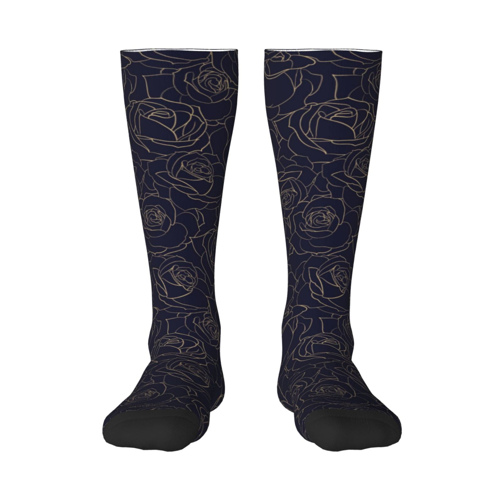 Vsdgher Copper-Gold Gloss Outline Rose1 Print Thigh High Socks Extra ...