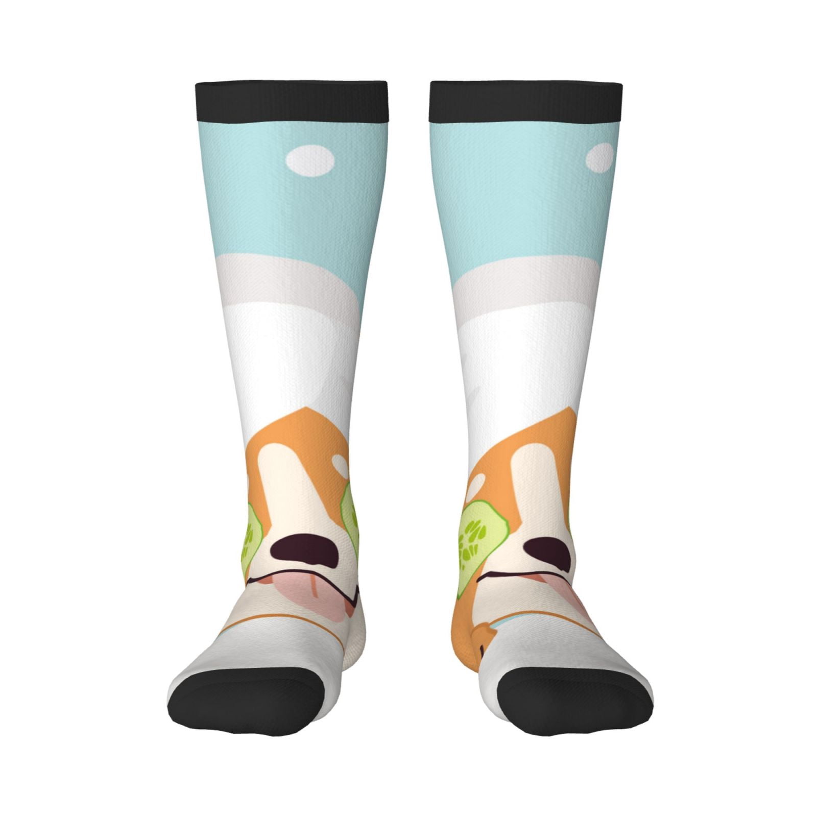 Vsdgher Corgi With Towel Ans Slice Cucumber Print Thigh High Socks ...
