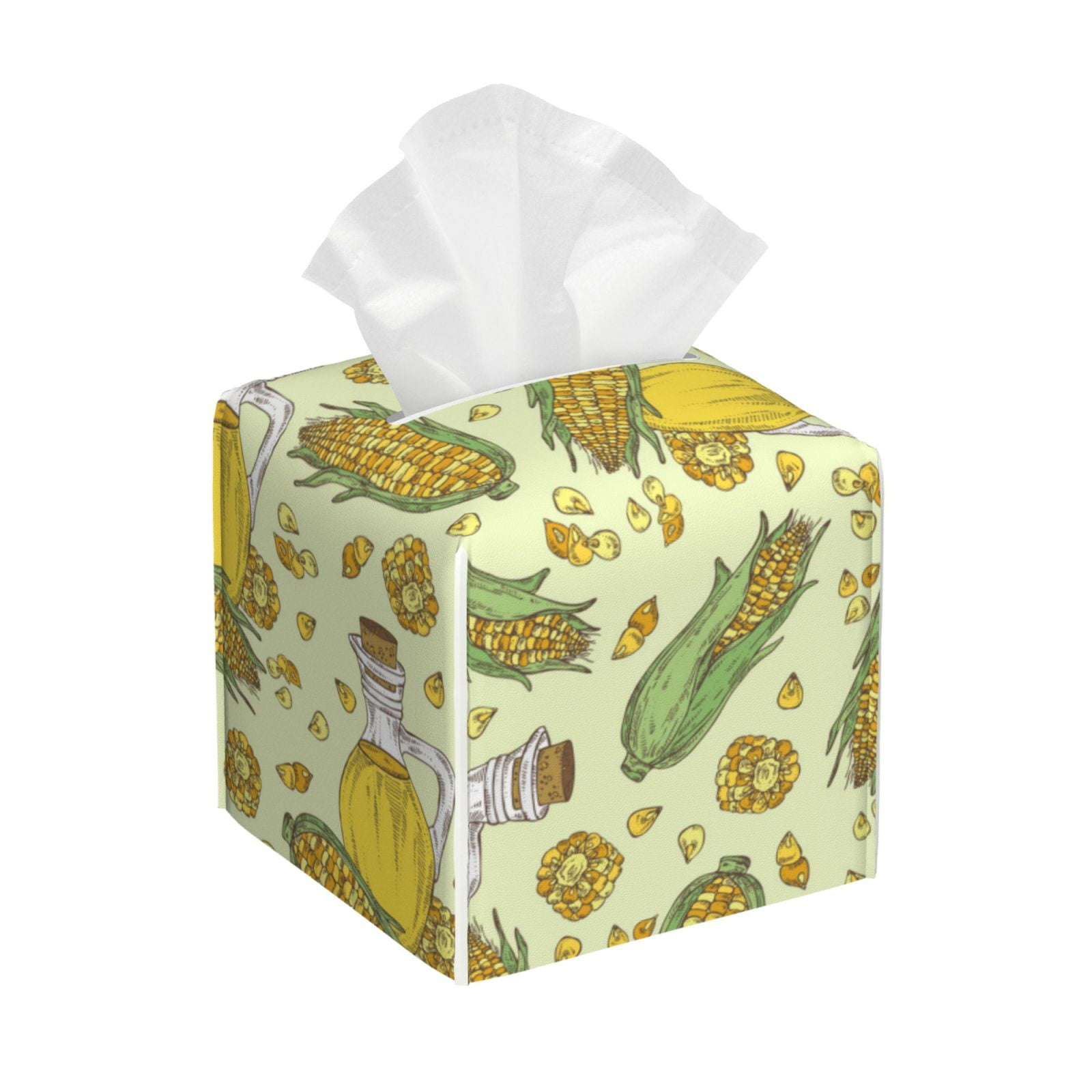 Vsdgher Corn And Corn Oil Pattern Tissue Box Cover Holder, Square with ...