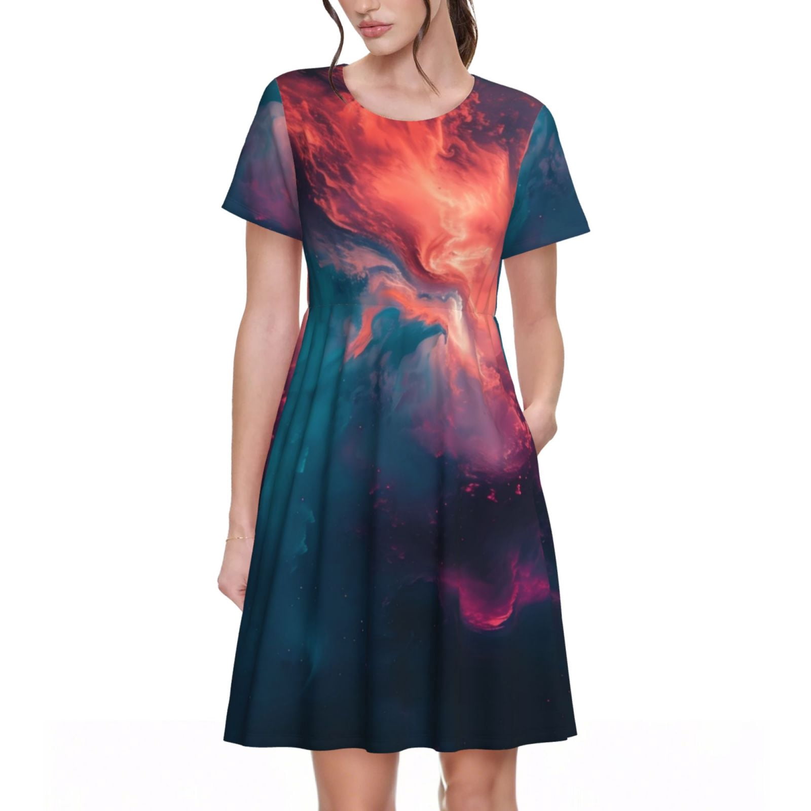 Vsdgher Cosmic Paint Swirl for Womens Summer 2025 Casual Midi Maxi ...