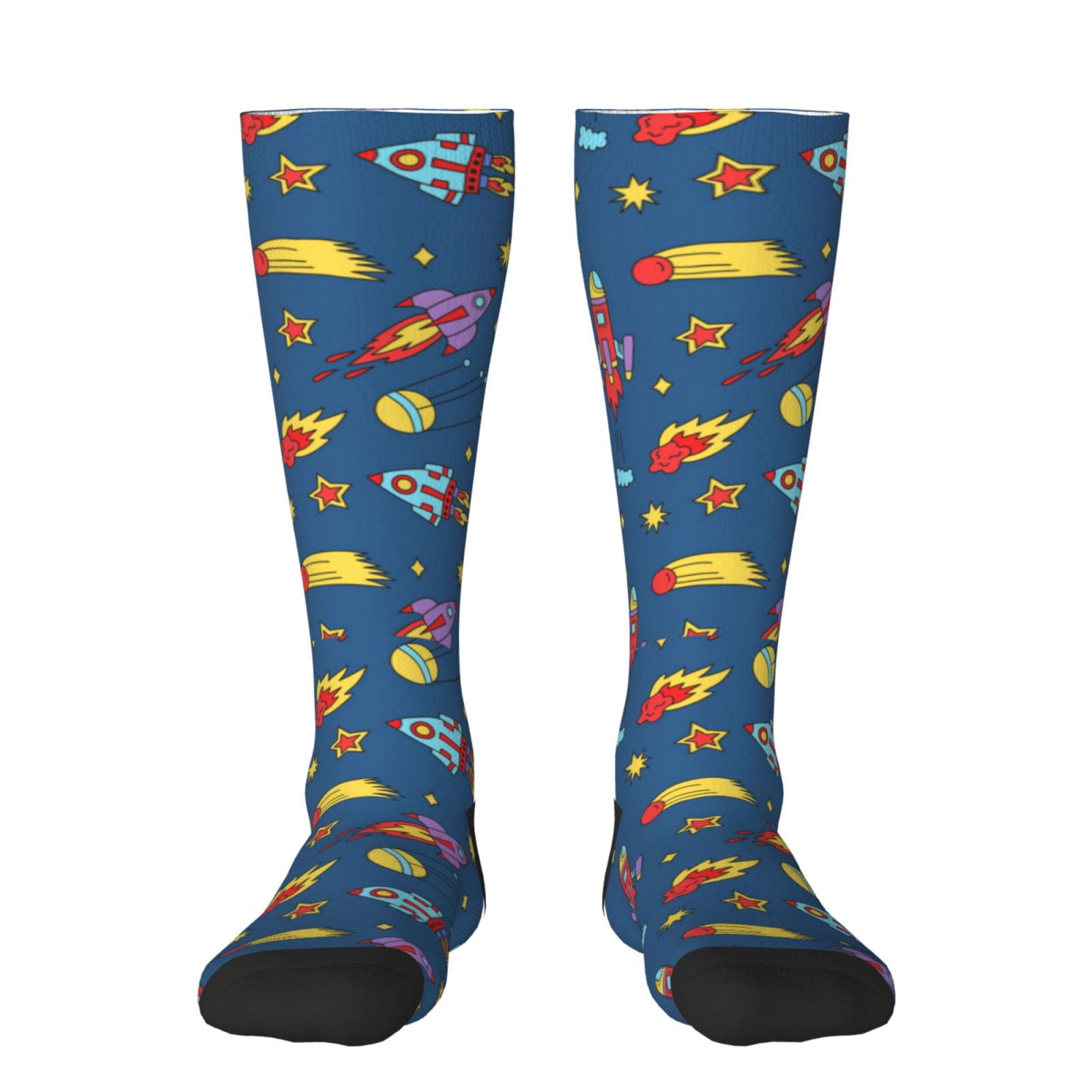 Vsdgher Cosmos Rockets Print Thigh High Socks Extra Long Stretchy Sock ...