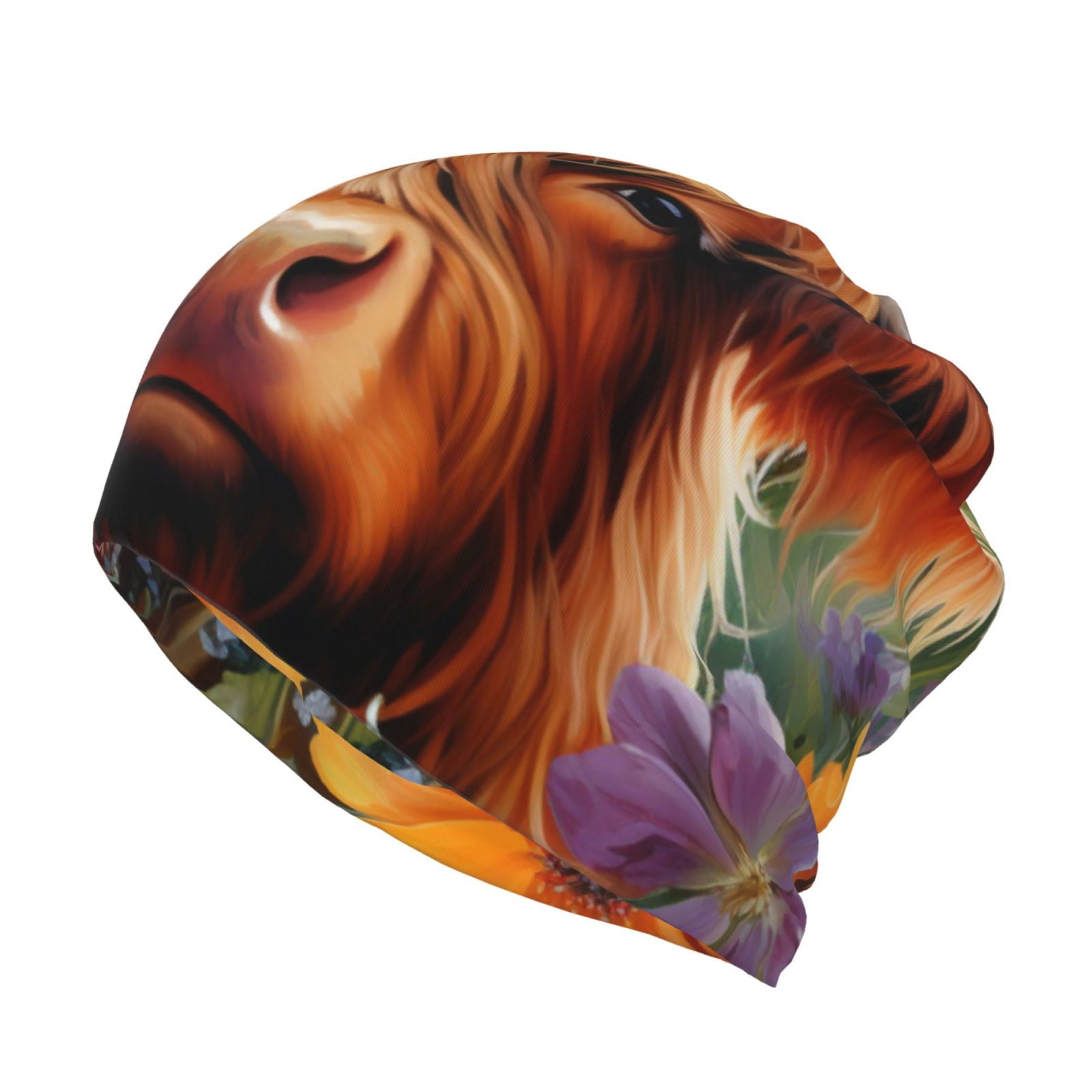 Vsdgher Countryside Colorful Floral Cow Slouchy Beanie Hat for Men ...