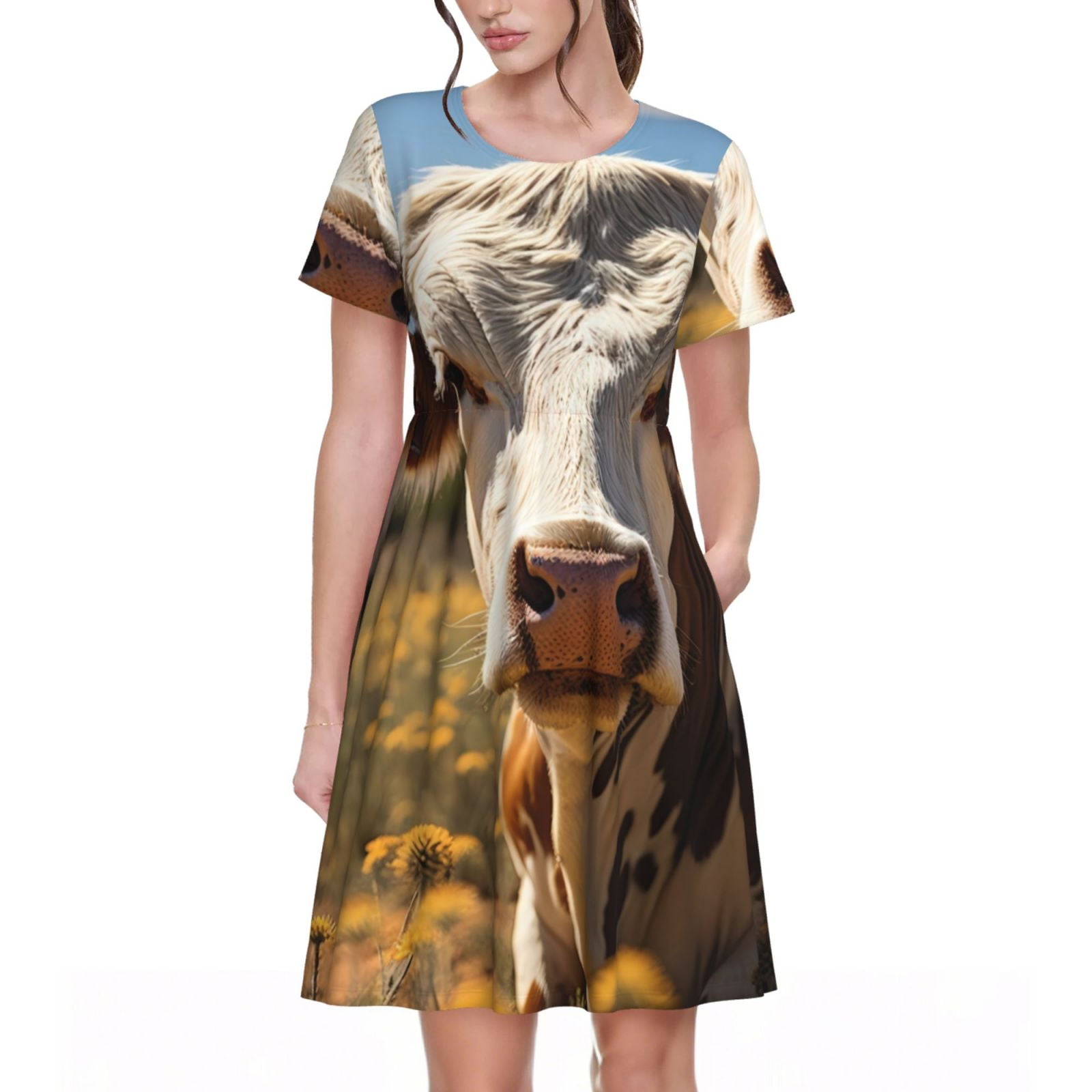 Vsdgher Countryside Flower Cow for Womens Summer 2025 Casual Midi Maxi ...