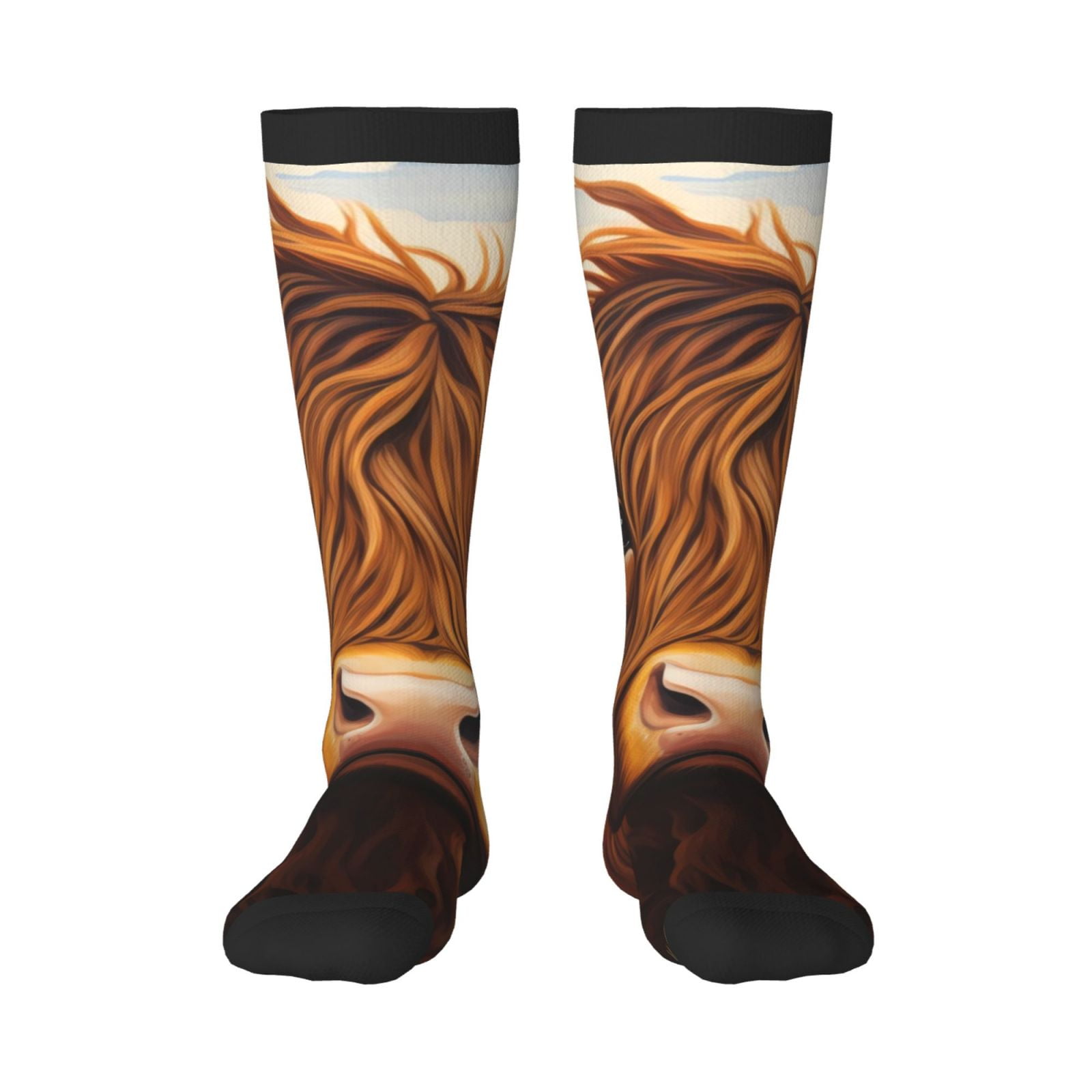 Vsdgher Countryside Sunflower Cow Print Thigh High Socks Extra Long ...