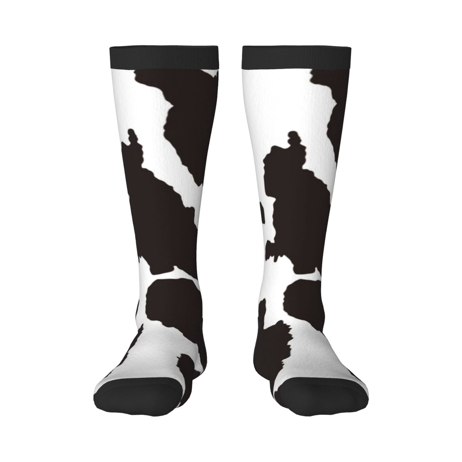 Vsdgher Cow Skin 2 Print Thigh High Socks Extra Long Stretchy Sock ...