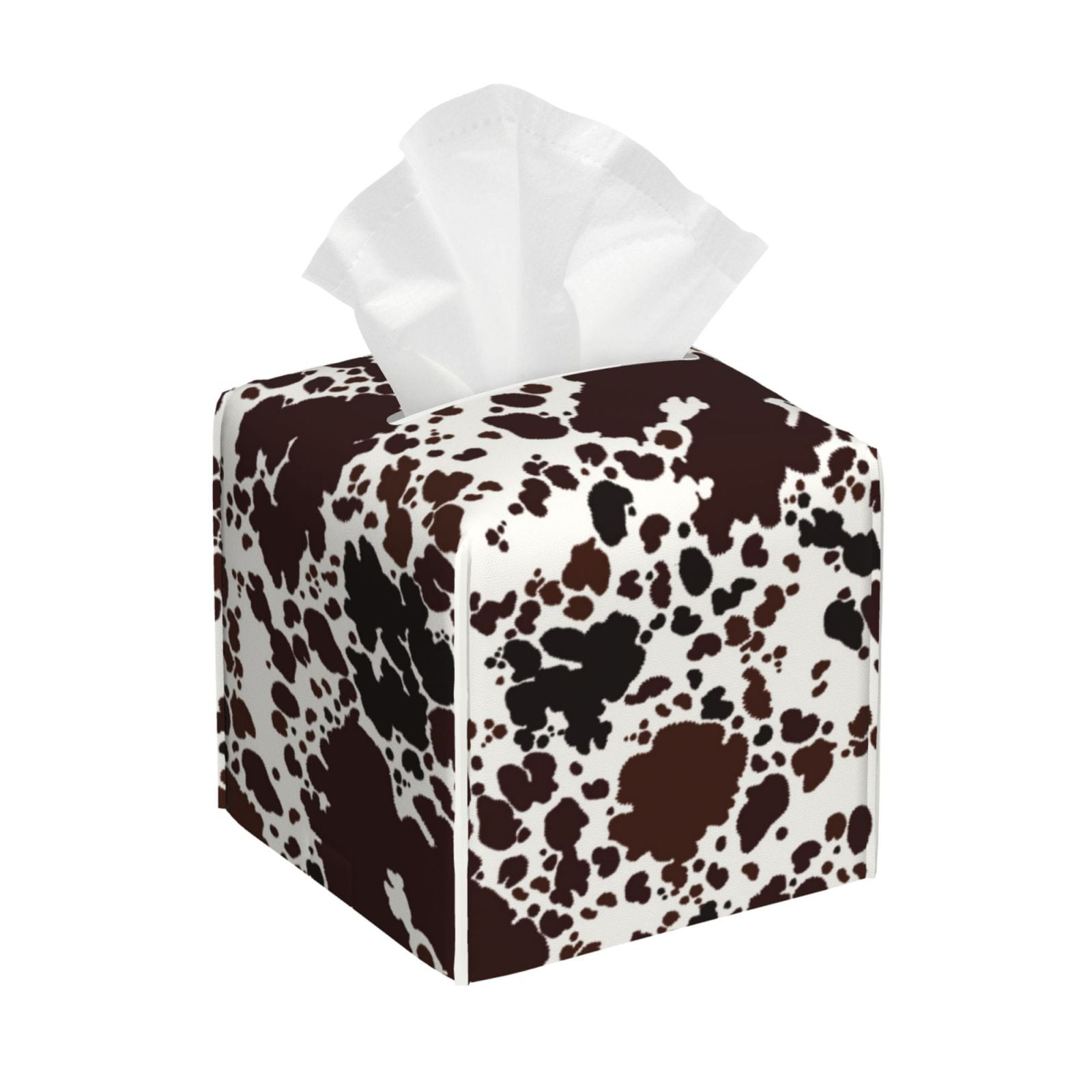 Vsdgher Cow Skin Pattern Tissue Box Cover Holder, Square with Bottom ...