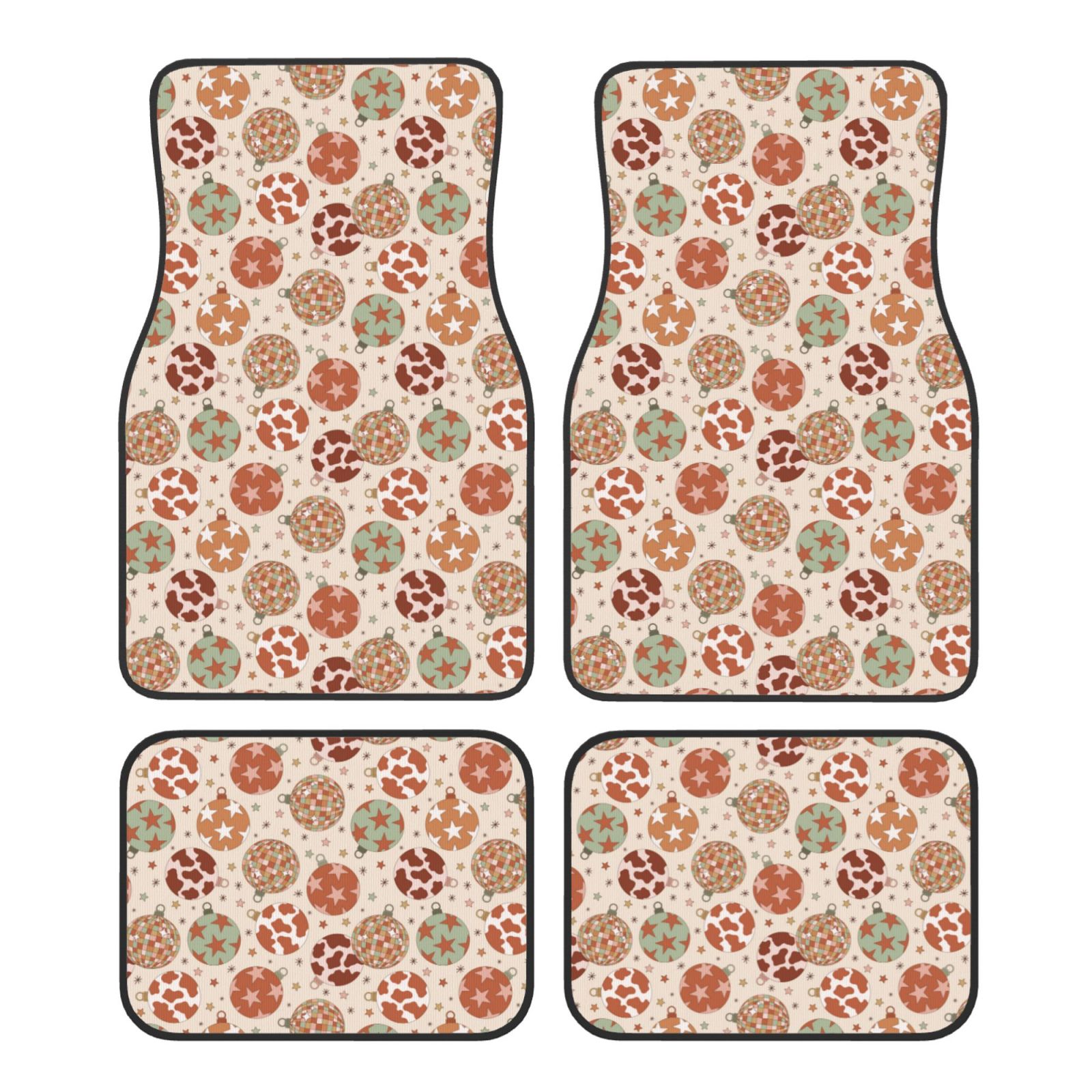 Vsdgher Cow Spots And Disco Ball Car Foot Mat Set of 4 Pieces Universal ...