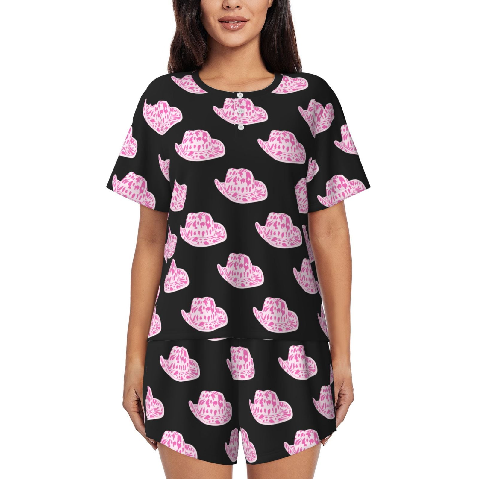 Vsdgher Cowboy Hat Pattern Womens Pajamas 2 Piece Short Sleeve ...