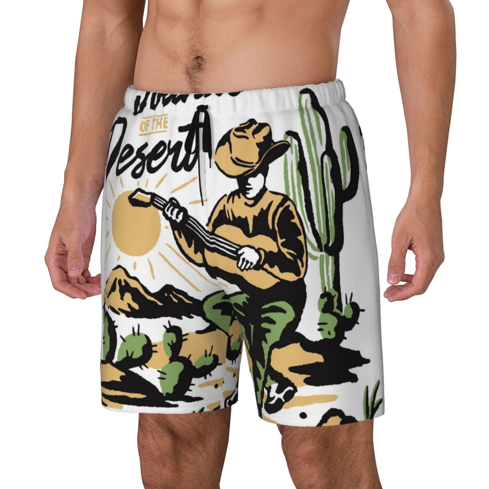 Vsdgher Cowboy Playing Guitar for Mens Swim Trunks with Compression ...