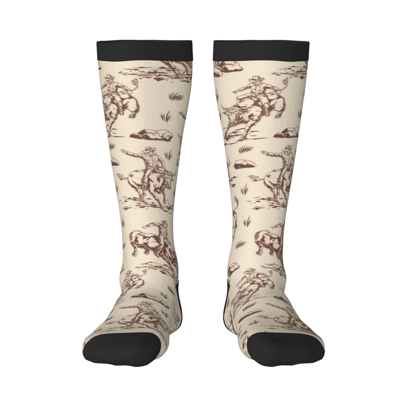 Vsdgher Cowboy Sitting On Cow Back Print Thigh High Socks Extra Long ...