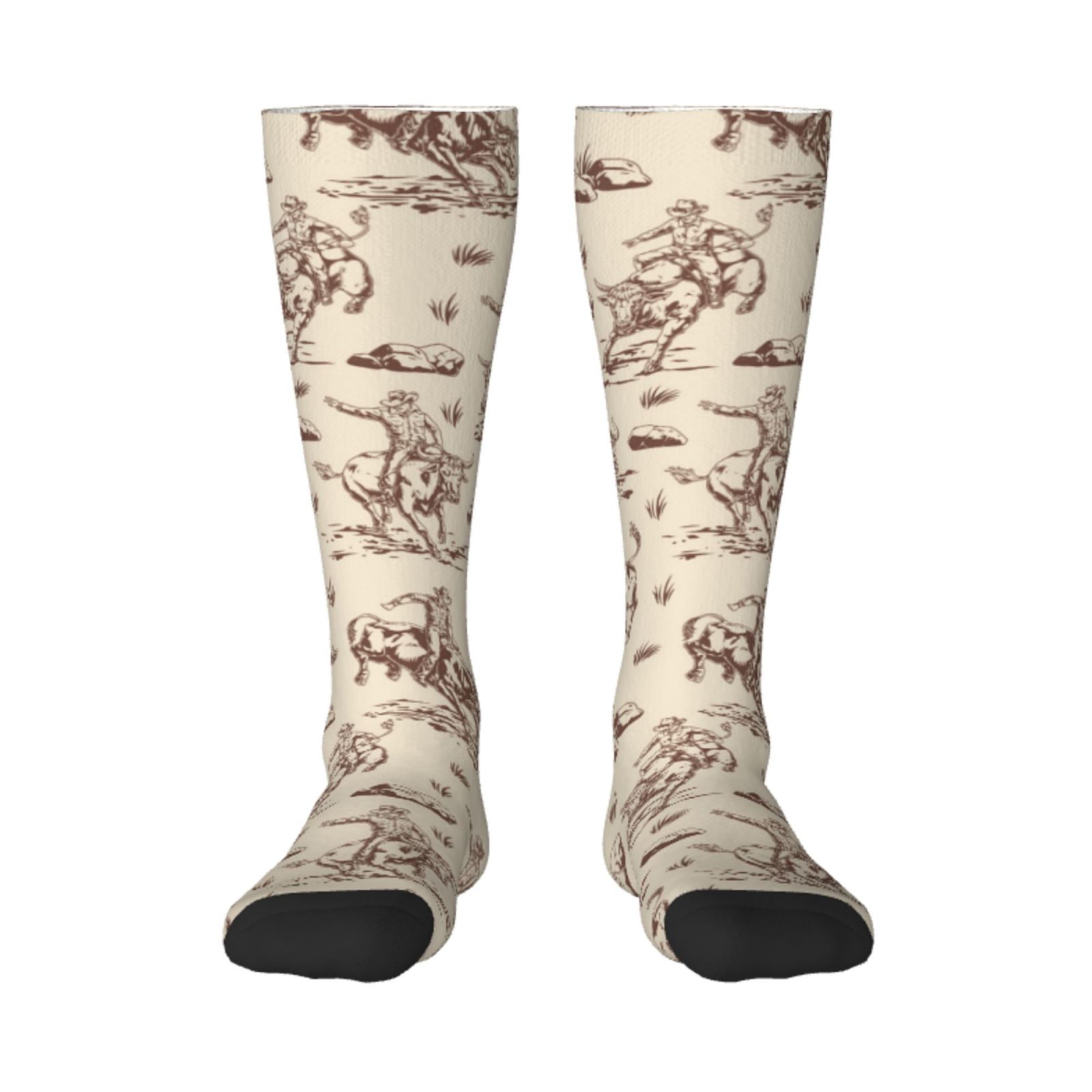 Vsdgher Cowboy Sitting On Cow Back Print Thigh High Socks Extra Long ...