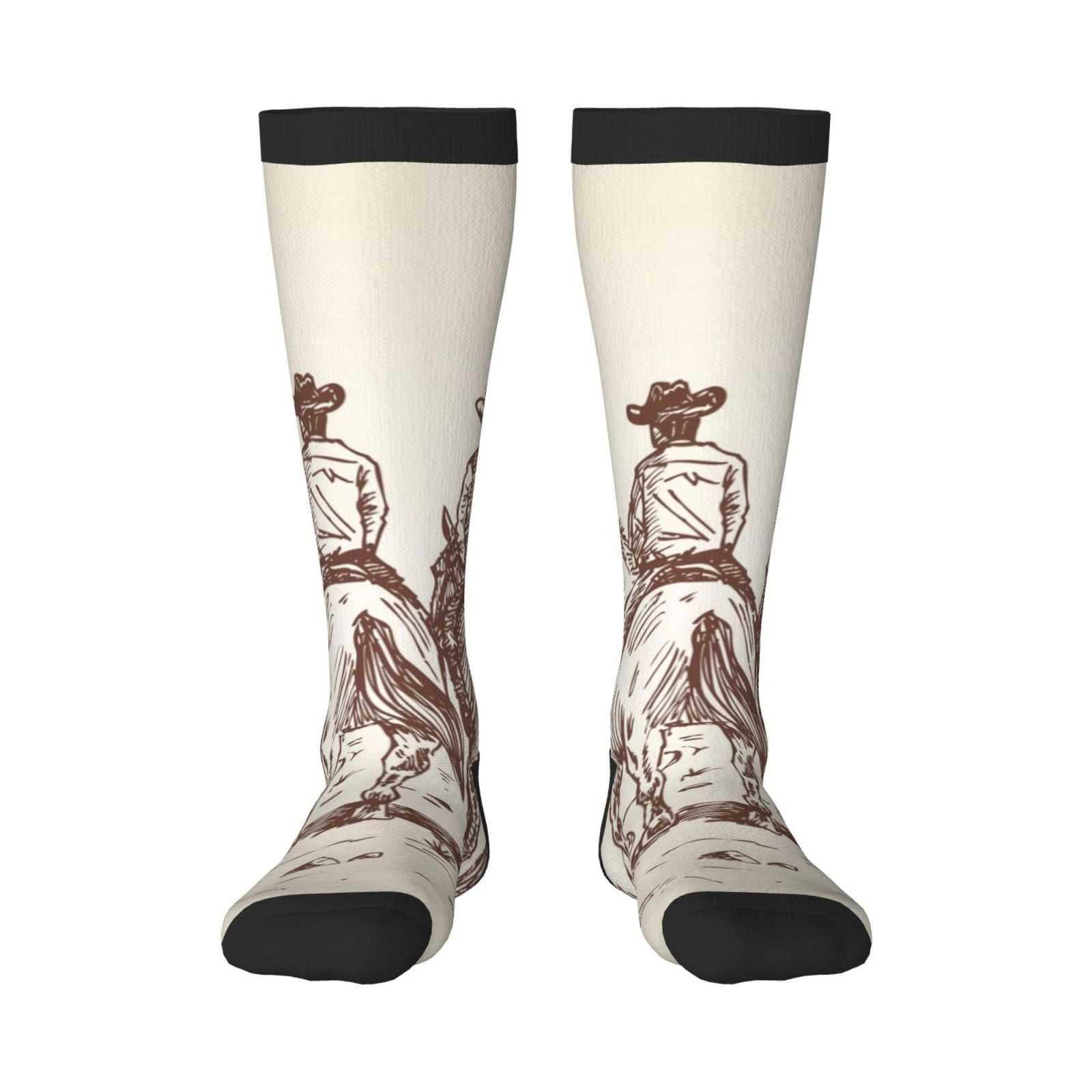 Vsdgher Cowboys Riding Horses Print Thigh High Socks Extra Long ...