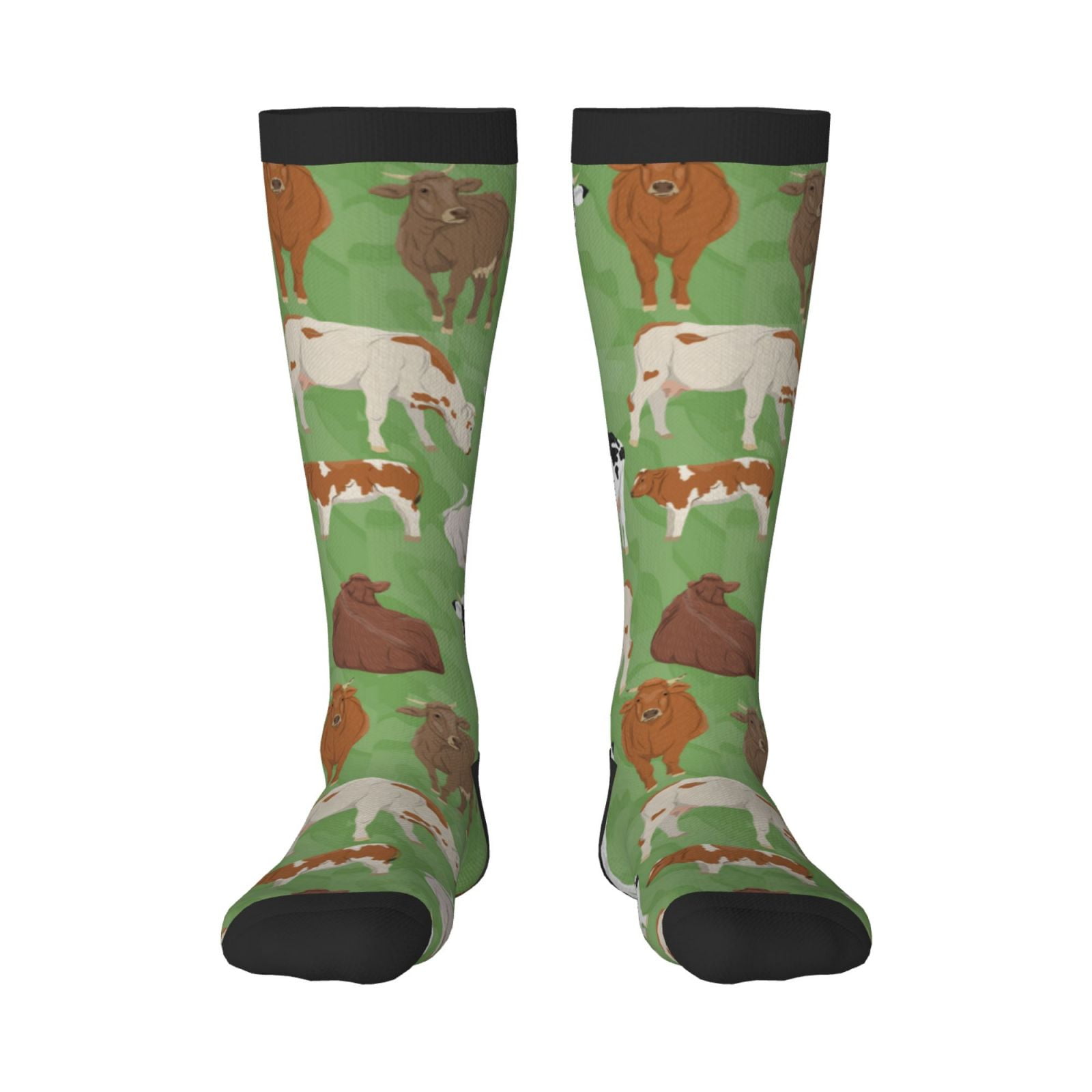Vsdgher Cows And Calves Print Thigh High Socks Extra Long Stretchy Sock ...