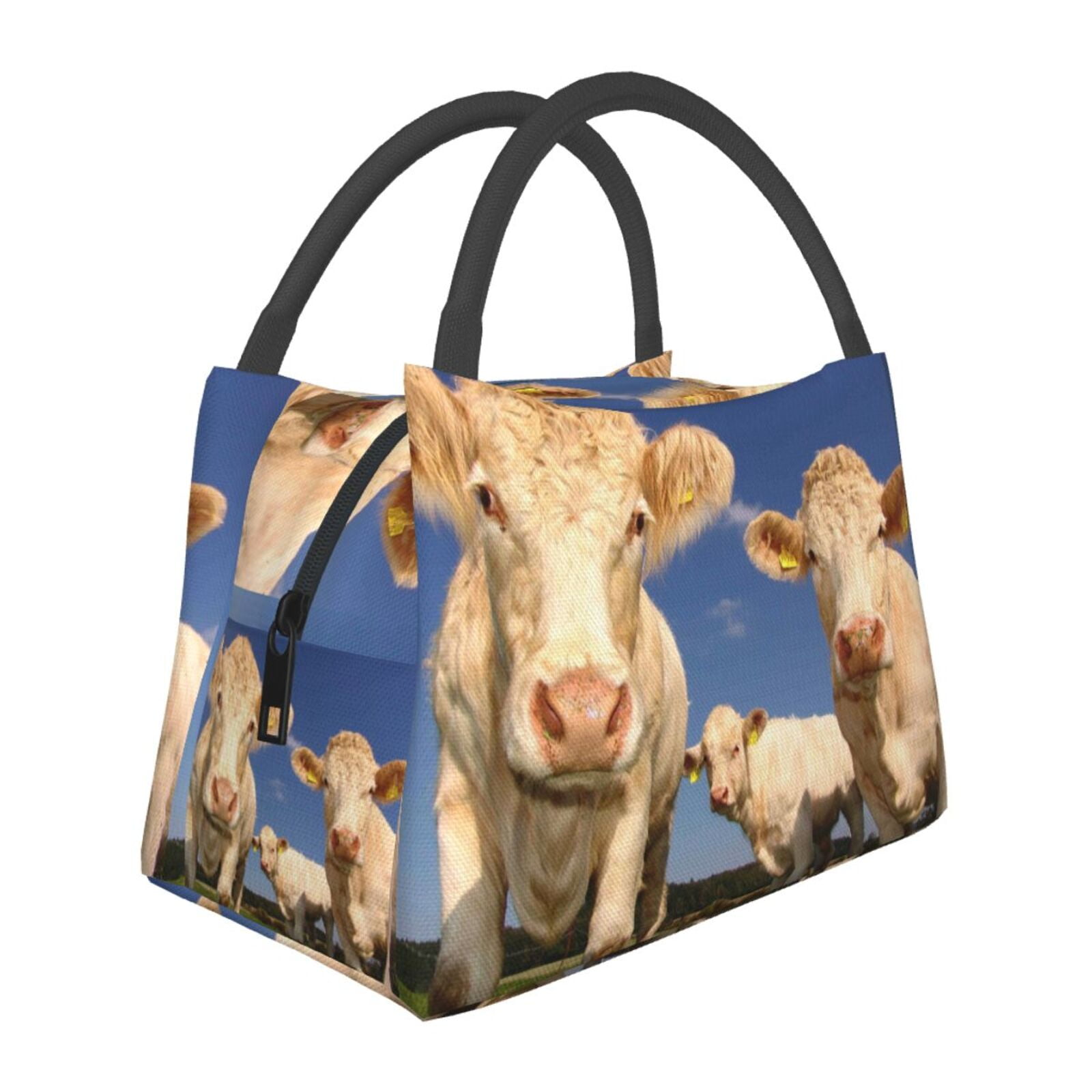 Vsdgher Cows Cattles Print Insulated Reusable Bags with Sturdy Zipper ...