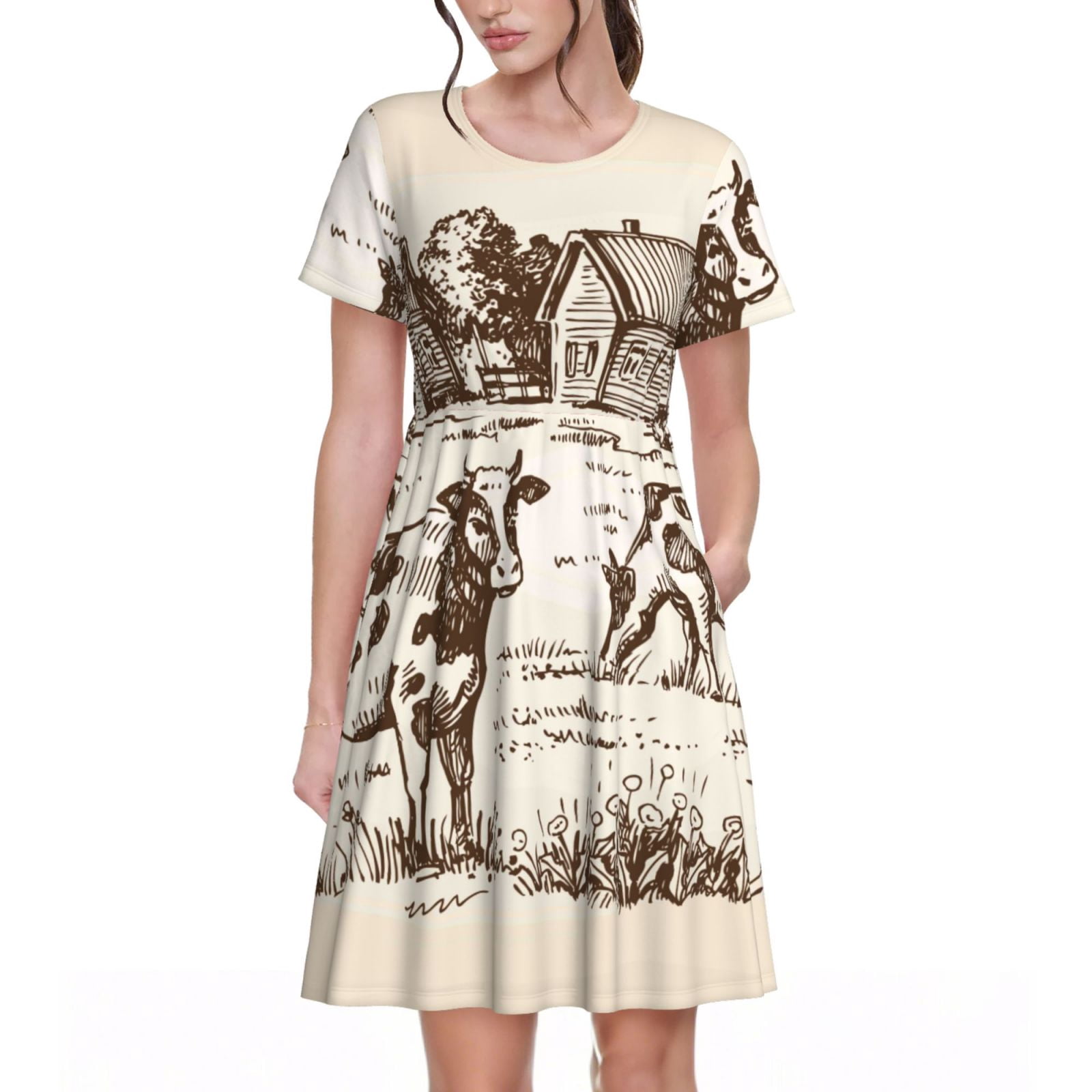 Vsdgher Cows On The Farm for Womens Summer 2025 Casual Midi Maxi ...