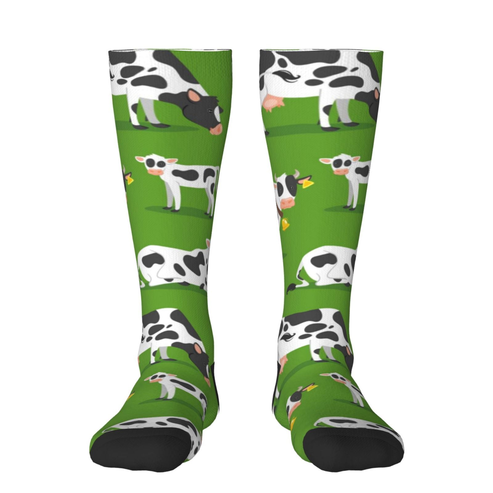 Vsdgher Cows With Calfs Green Print Thigh High Socks Extra Long ...