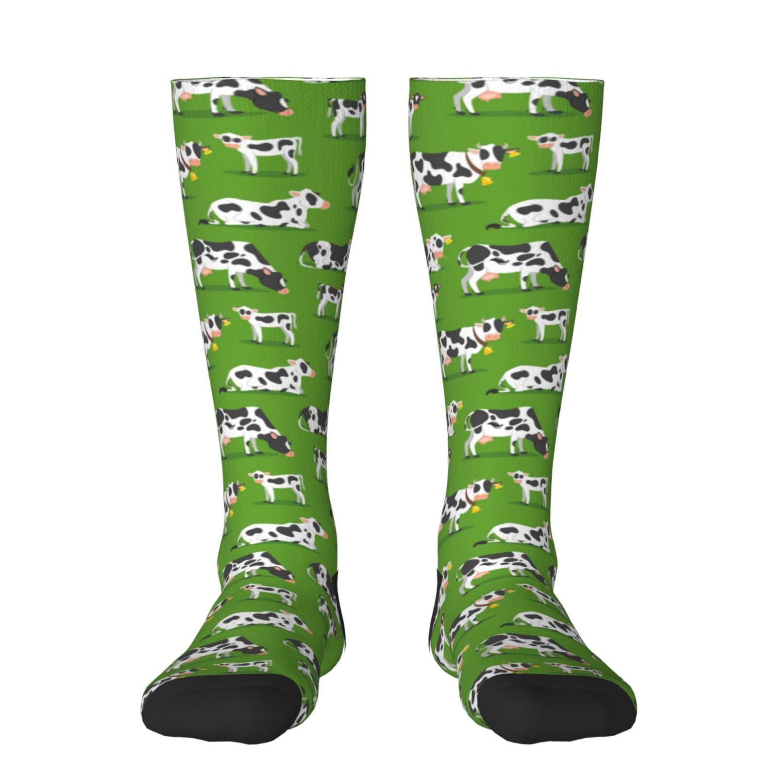 Vsdgher Cows With Calfs Green Print Thigh High Socks Extra Long ...