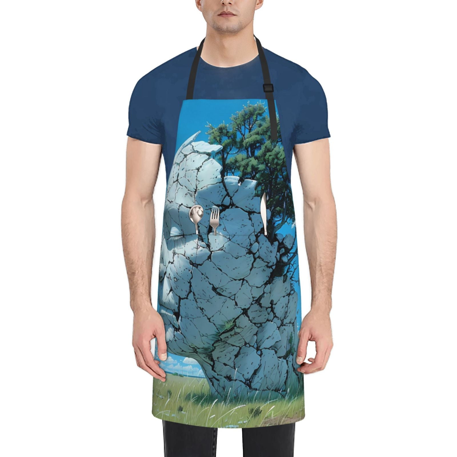 Vsdgher Cracked Earth Head Tree Waterproof Apron with 2 Pockets Kitchen ...