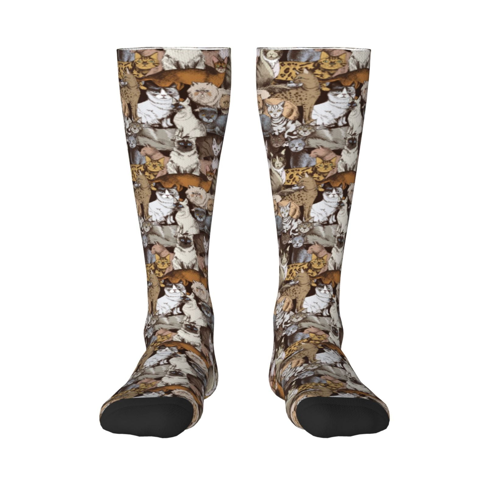 Vsdgher Cut Cats Print Thigh High Socks Extra Long Stretchy Sock Women ...