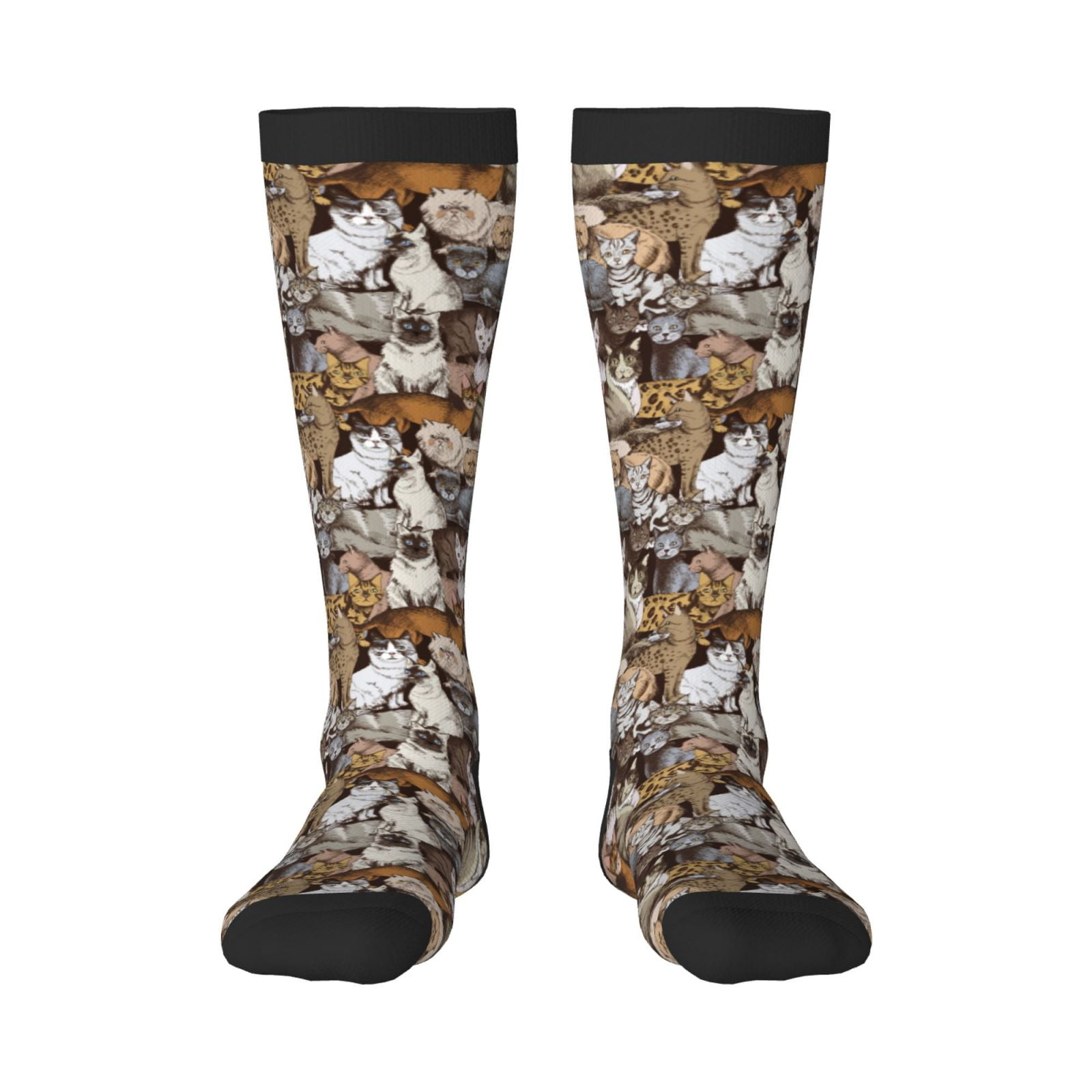 Vsdgher Cut Cats Print Thigh High Socks Extra Long Stretchy Sock Women ...