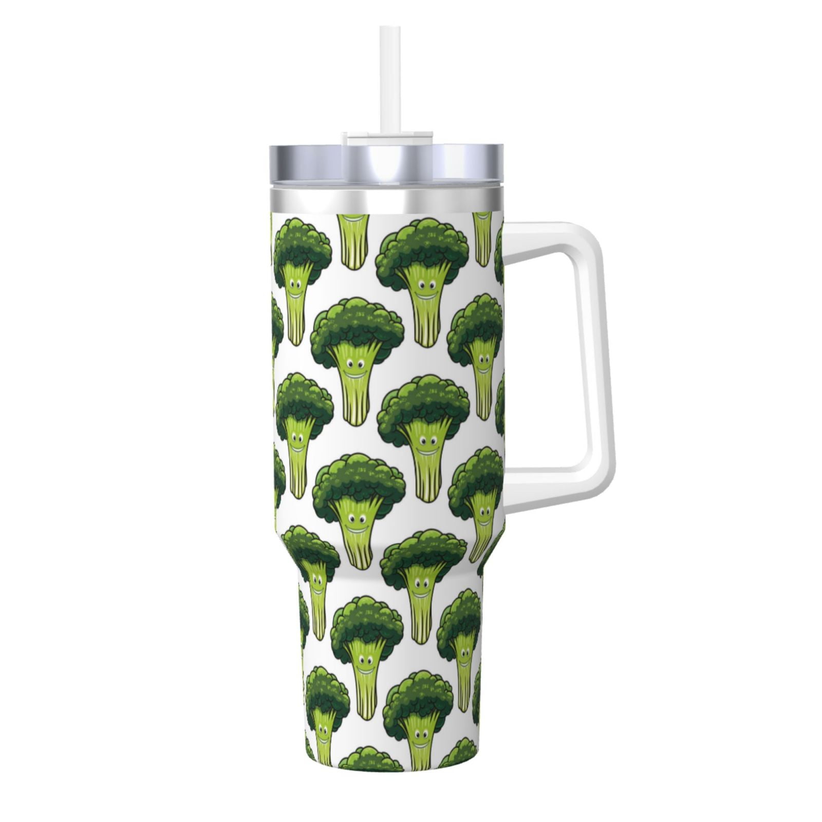 Vsdgher Cute Broccoli Pattern 40 oz Tumbler with Handle and Straw Lid ...
